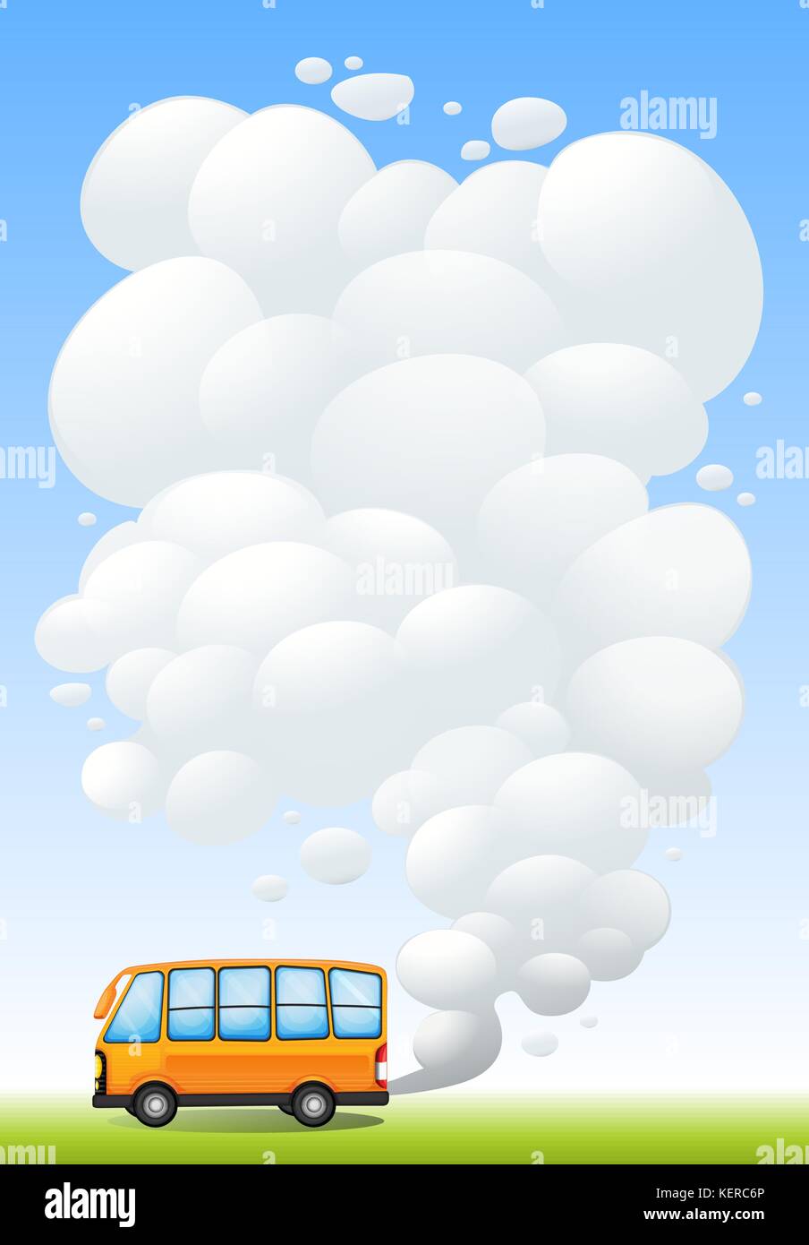 Illustration of an orange bus emitting smoke Stock Vector Image & Art ...