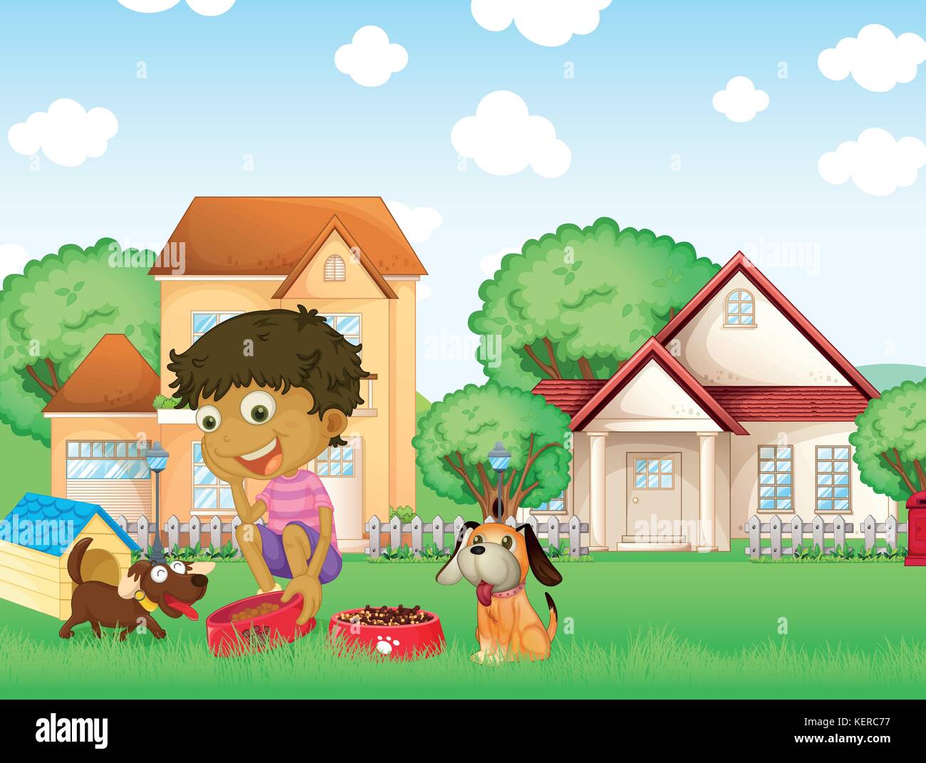 Little boy feeding Stock Vector Images - Alamy