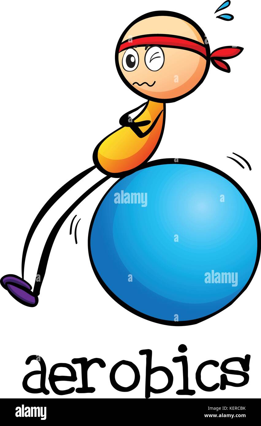Illustration of a stickman doing an aerobics on a white background ...