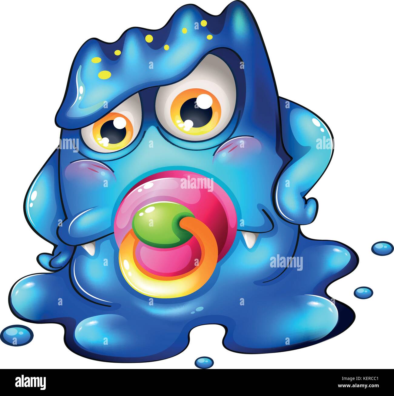 Illustration of a blue baby monster on a white background Stock Vector ...