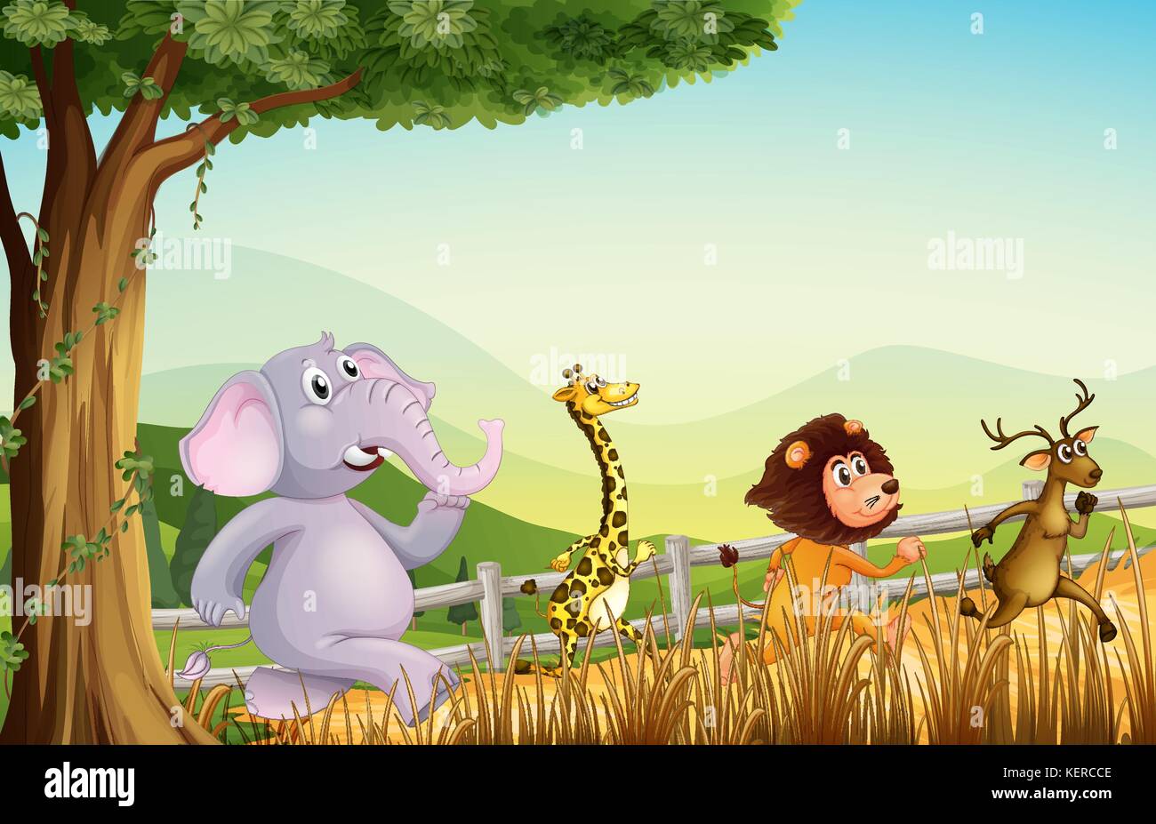 Illustration of the four wild animals running Stock Vector Image & Art ...