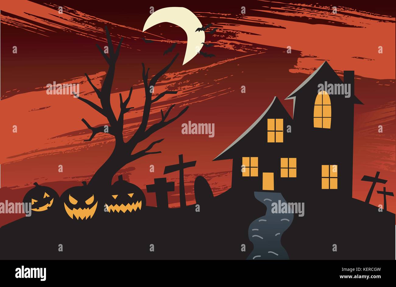 Halloween Background with haunted house Stock Vector Image & Art - Alamy