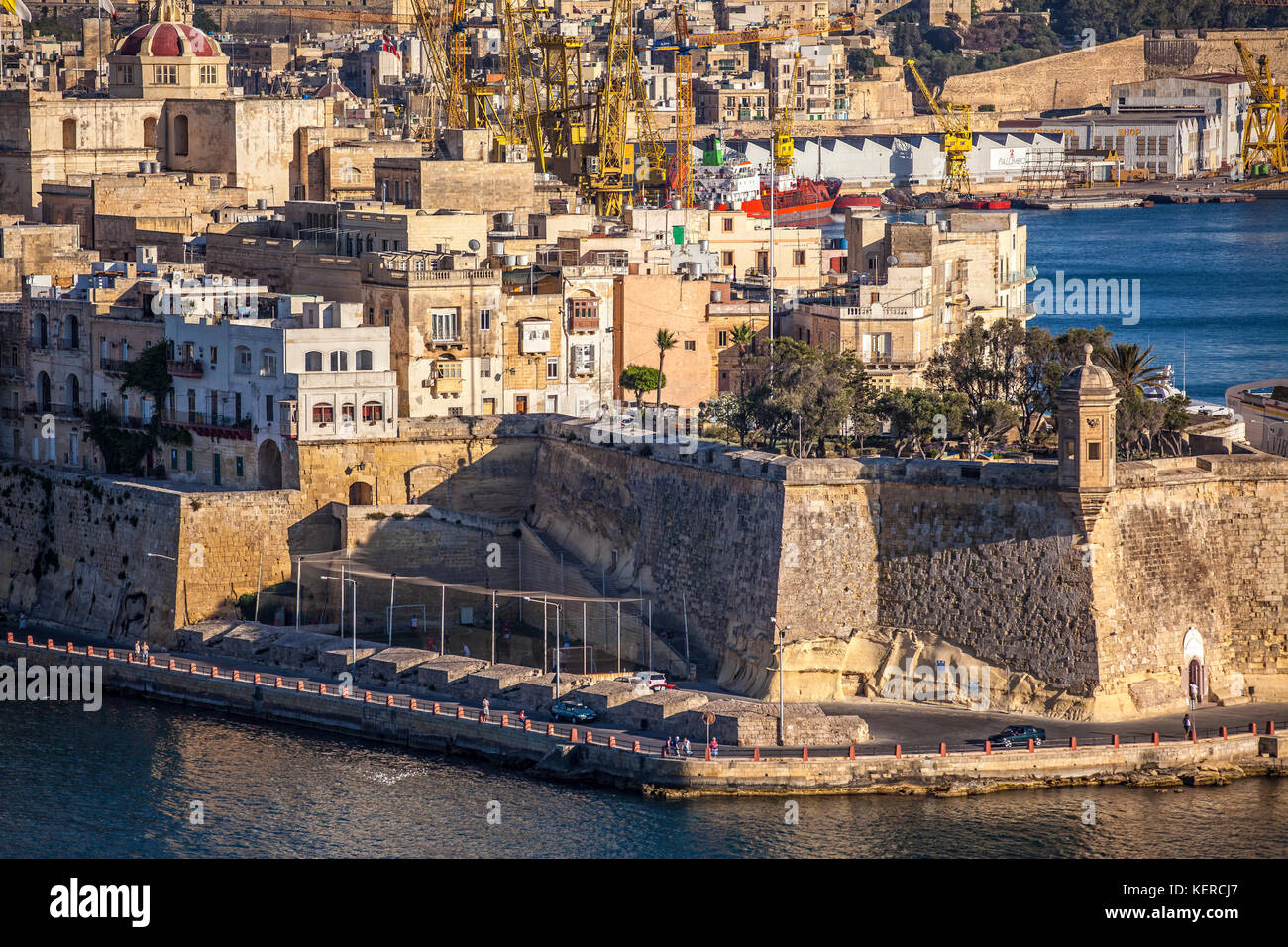 A close-up view of Senglea Point in the Grand Harbour in Malta, as seen ...