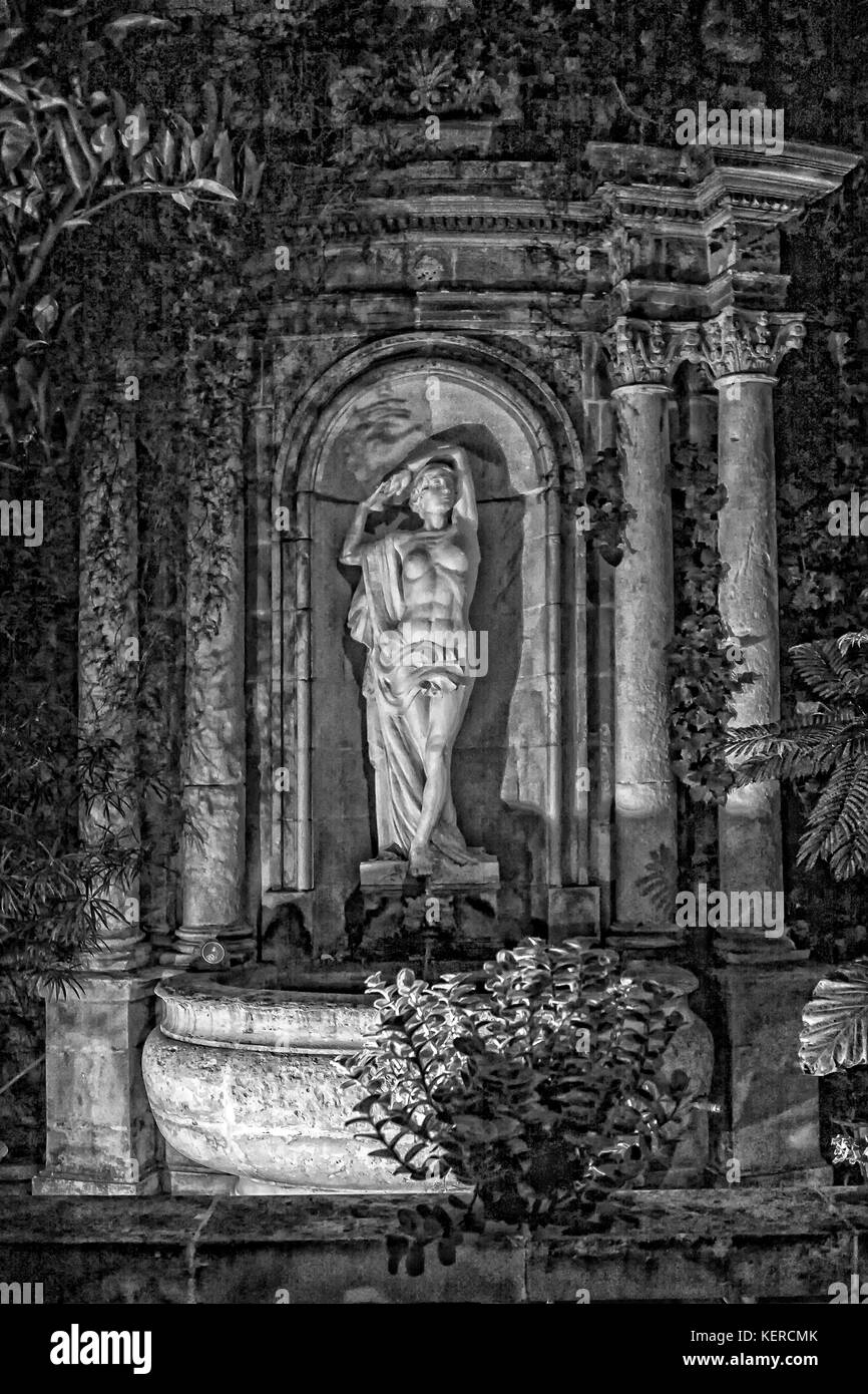 Beautiful statue inside an internal courtyard of a building iat the ...