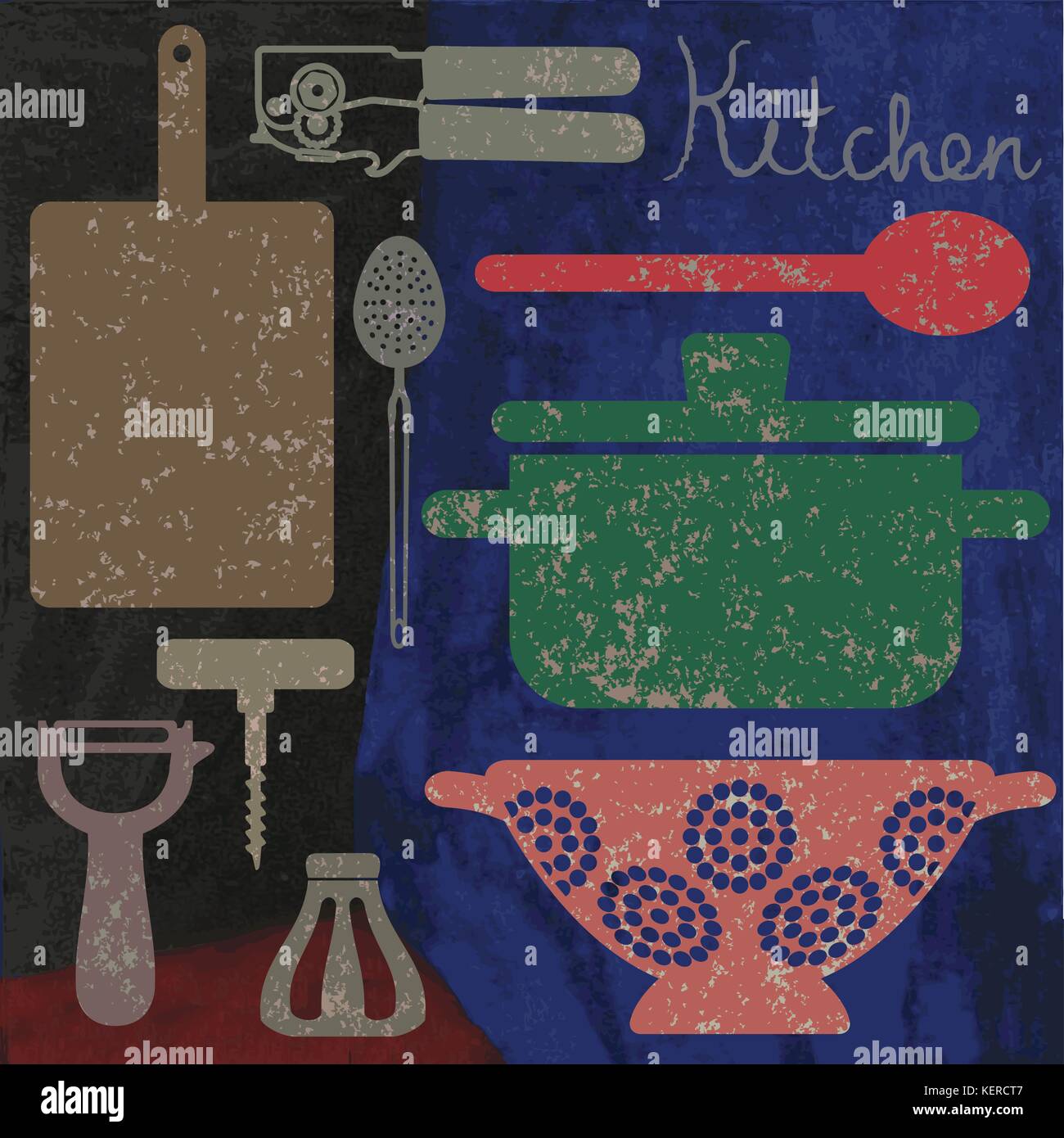 Artistic vintage poster with cooking related objects Stock Vector Image ...