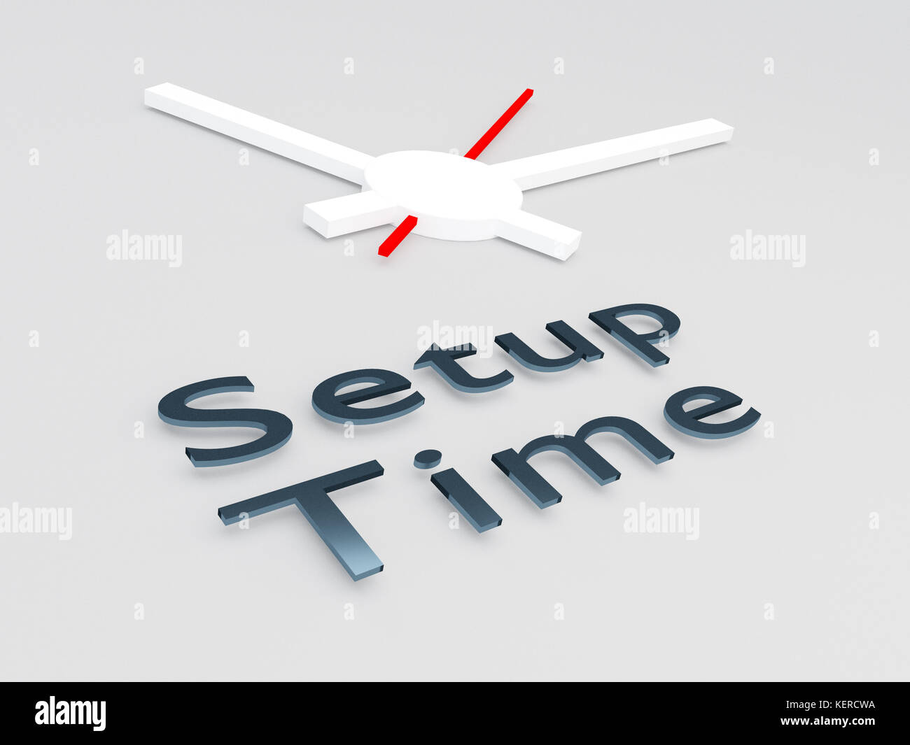 3D illustration of "Setup Time" title with a clock as a background ...