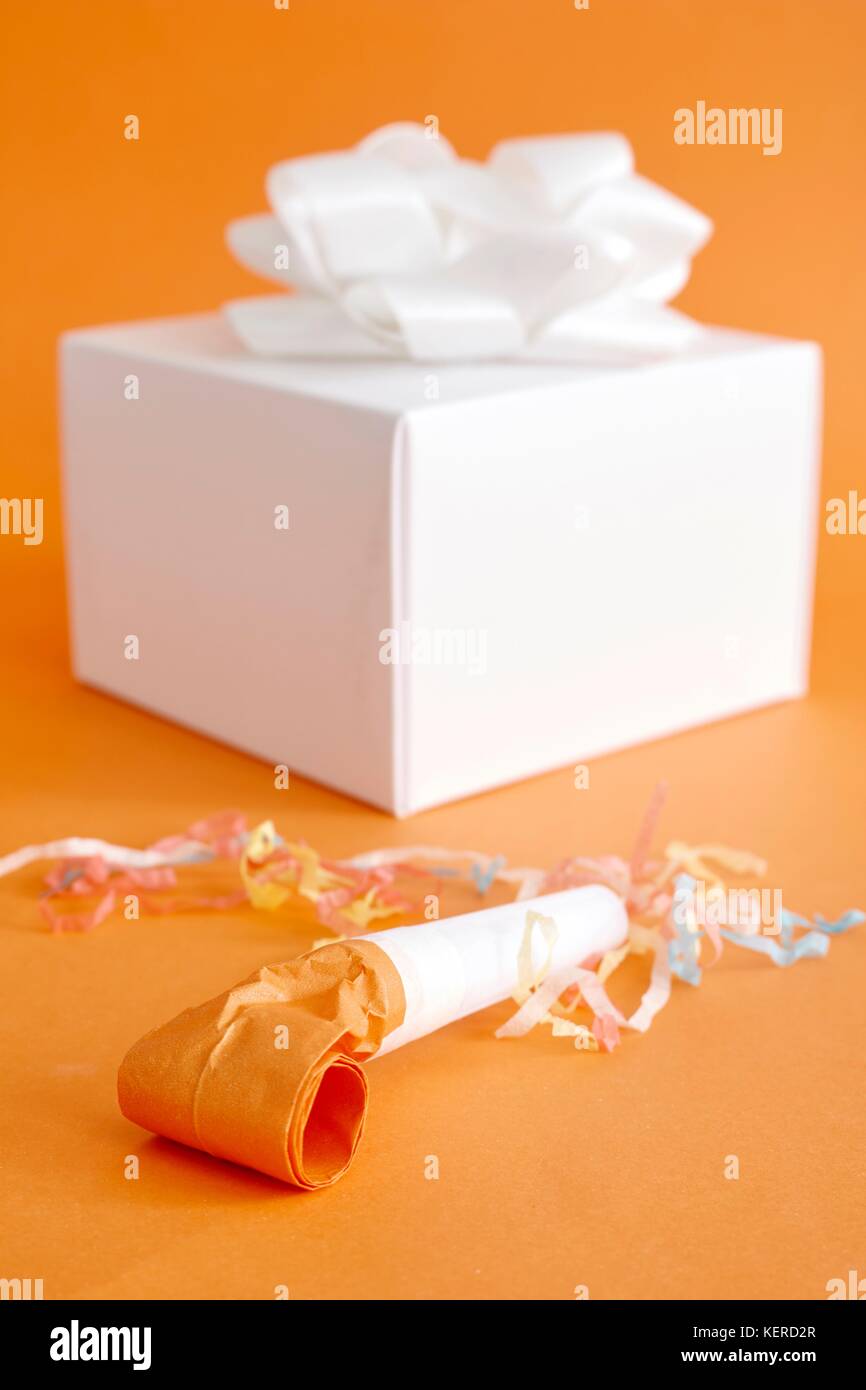 A studio photo of a gift wrapped present Stock Photo - Alamy