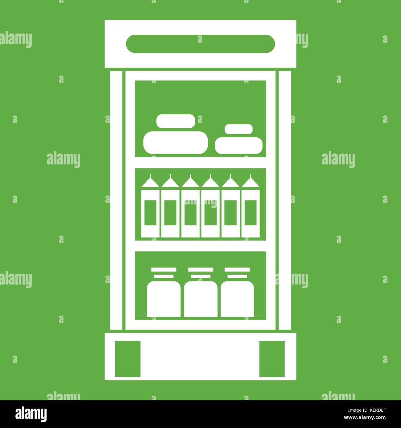 Products in the supermarket refrigerator icon green Stock Vector Image ...