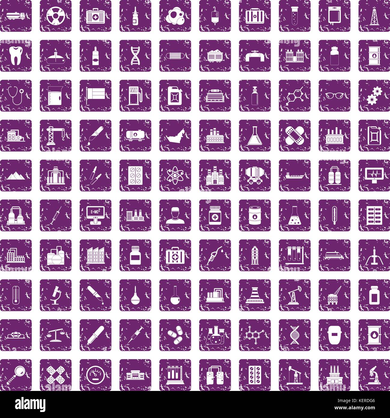 100 chemical industry icons set grunge purple Stock Vector Image & Art ...