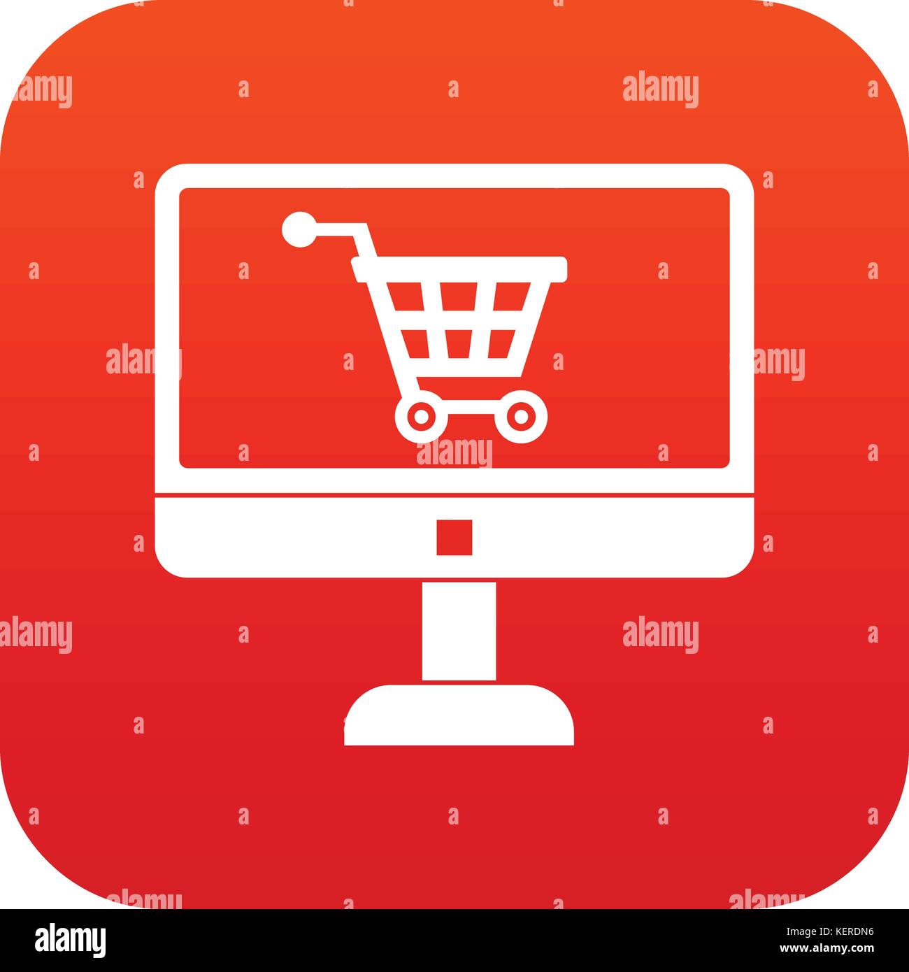 Purchase at online store through computer icon digital red Stock Vector ...