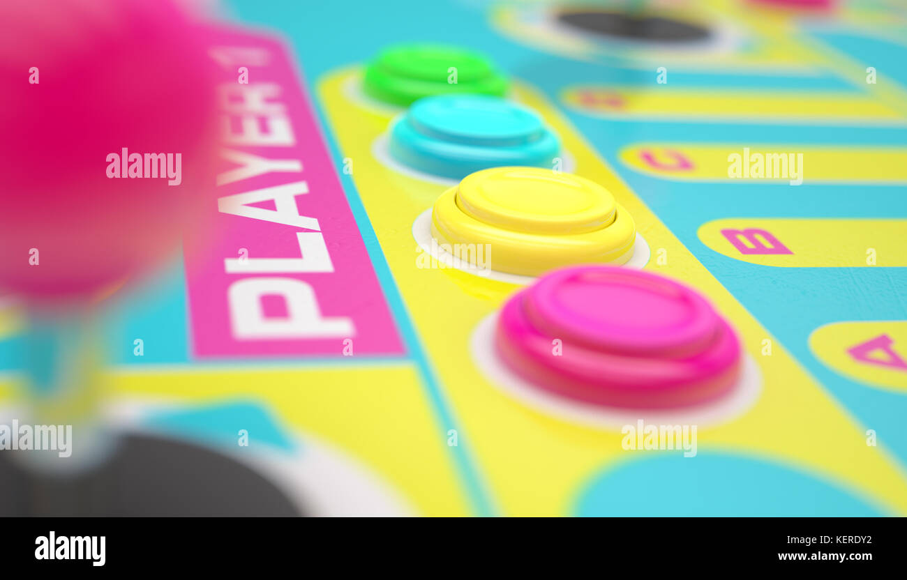 Green arcade game machine with joysticks and buttons hi-res stock photography and images - Alamy