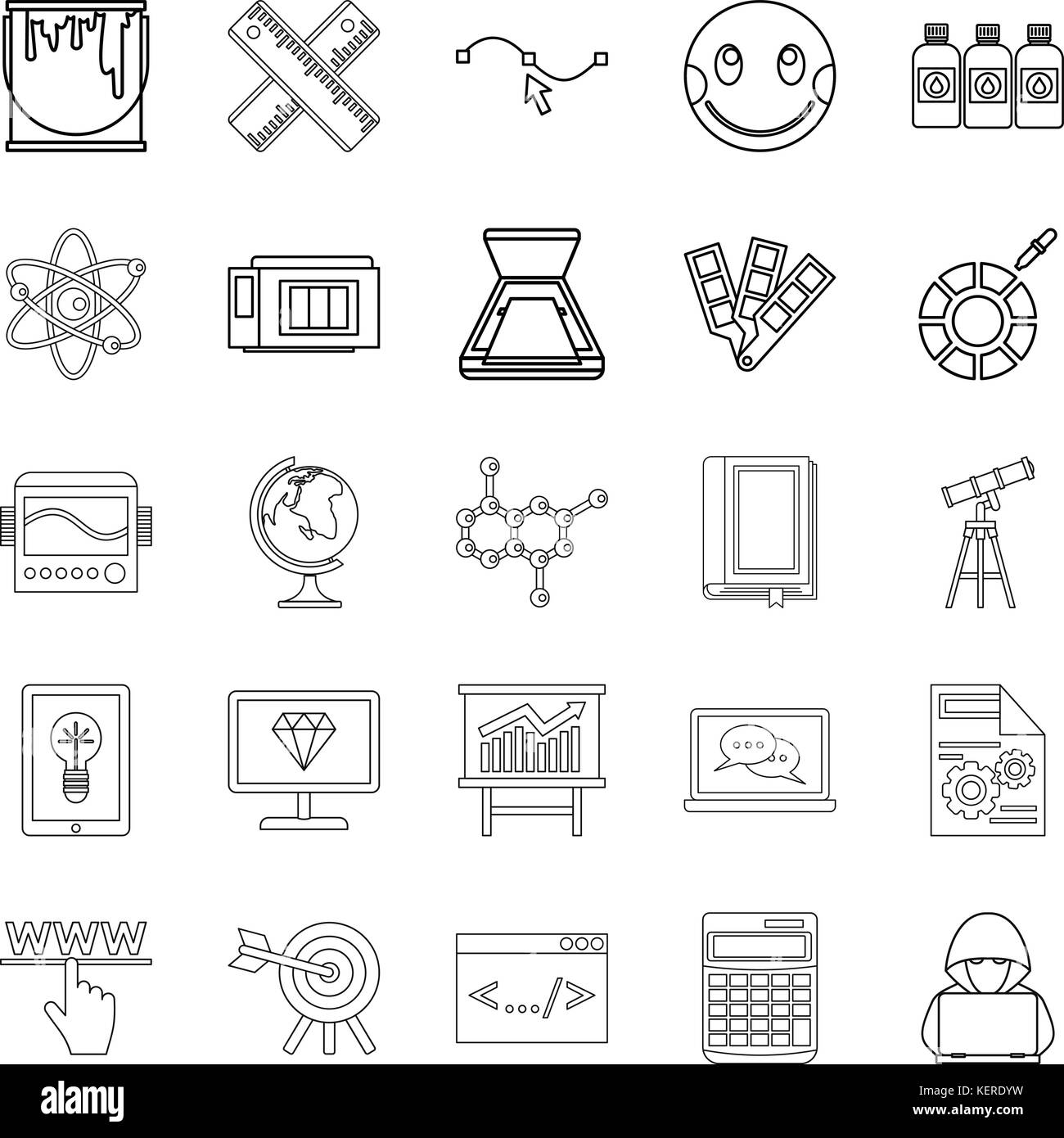 Study icons set, outline style Stock Vector Image & Art - Alamy