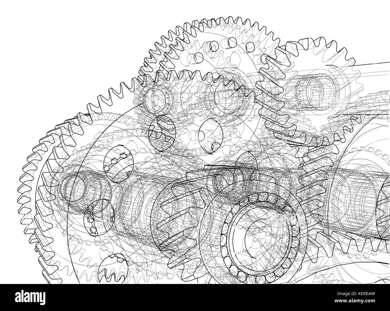 Gearbox sketch. Vector Stock Vector Image & Art - Alamy