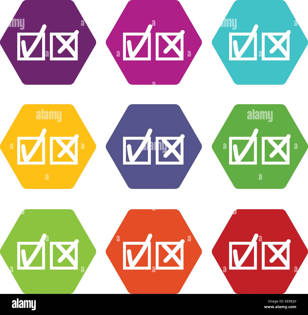 Checkmark to accept and refusal icon set color hexahedron Stock Vector ...
