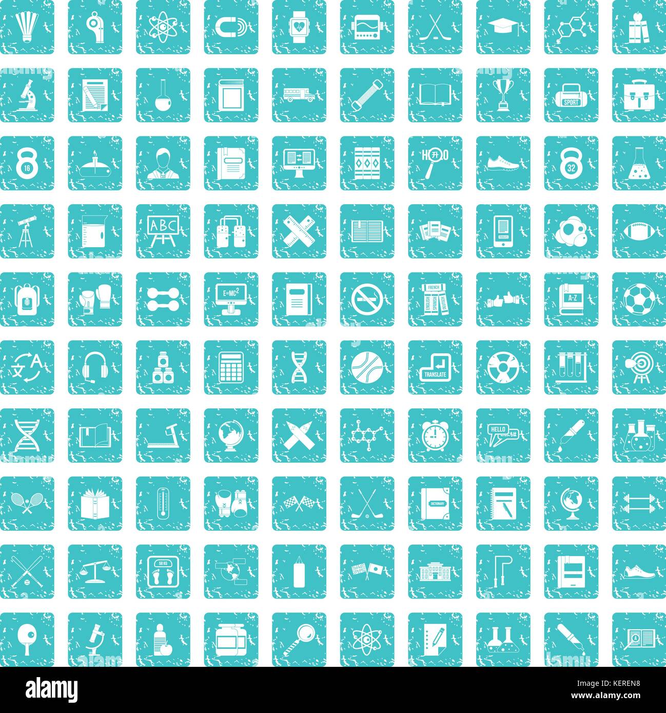 100 college icons set grunge blue Stock Vector Image & Art - Alamy