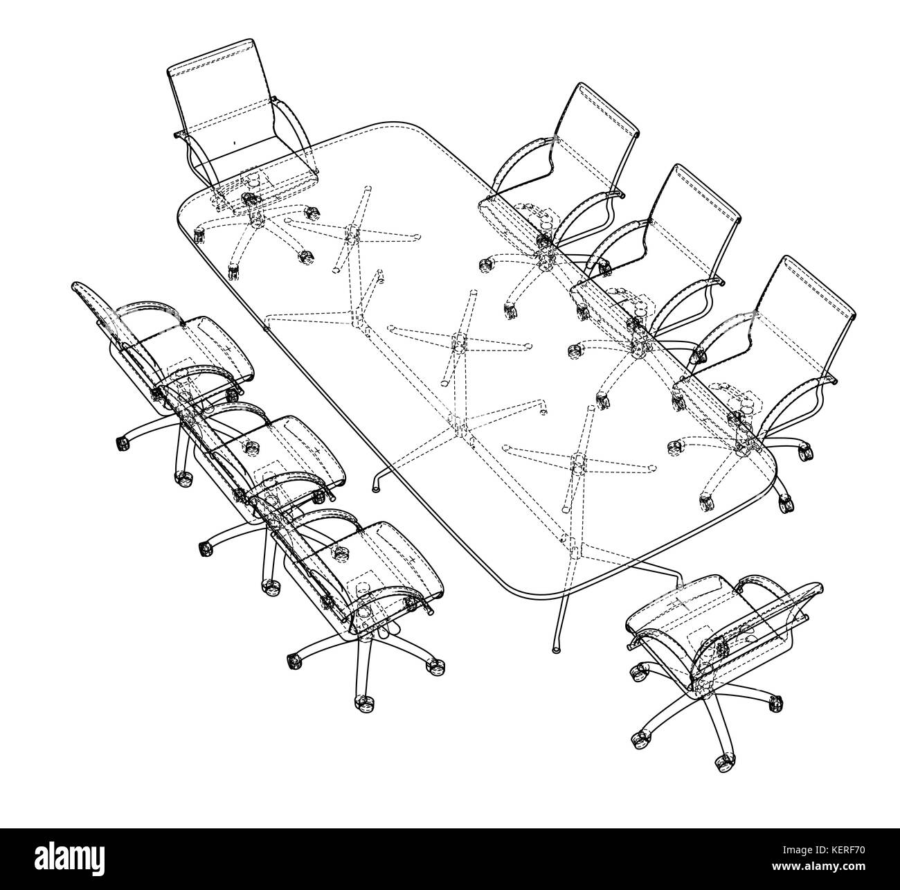 Conference table with chairs in sketch style Stock Vector Image & Art ...