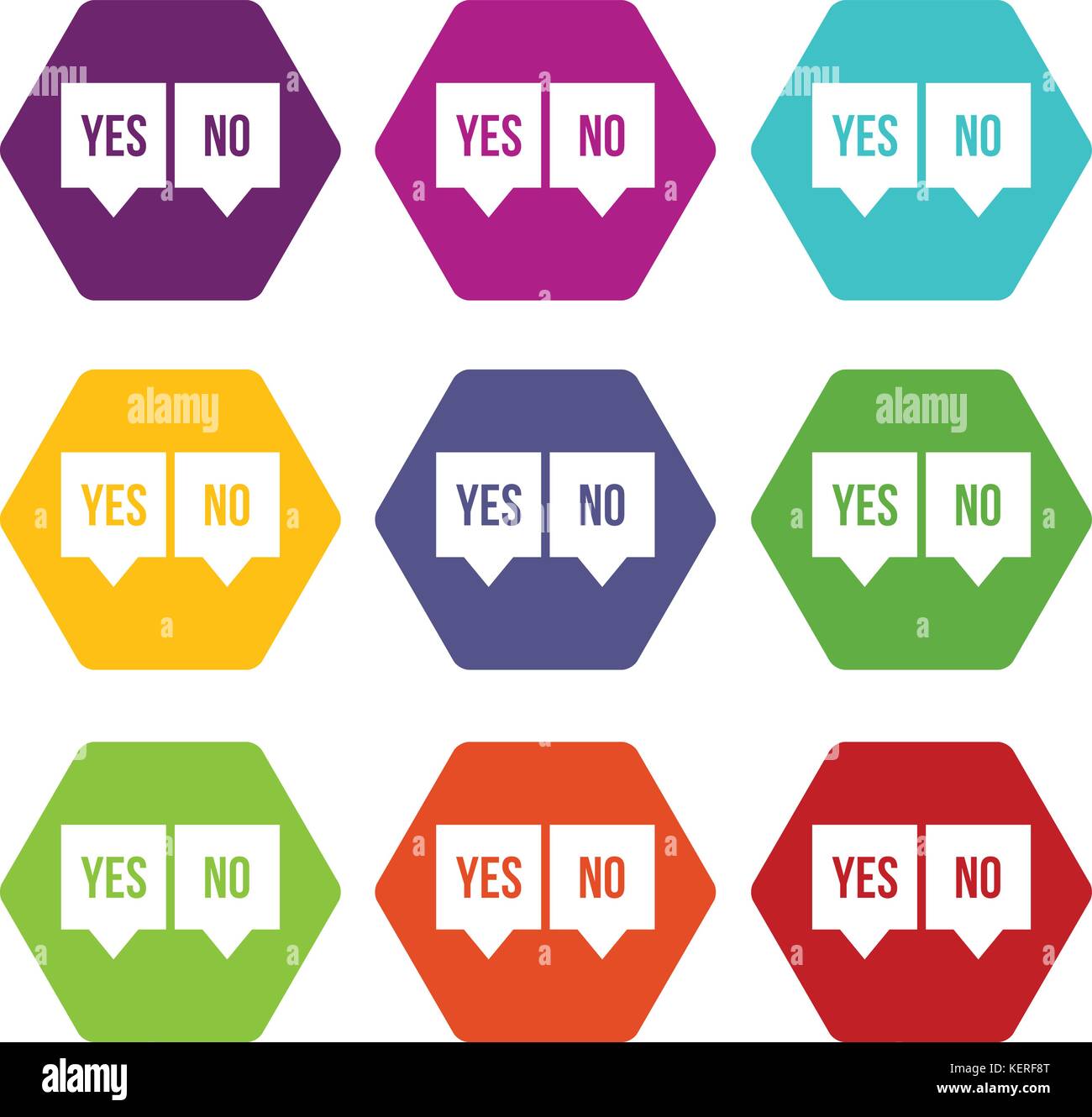 Signs of yes and no icon set color hexahedron Stock Vector Image & Art ...