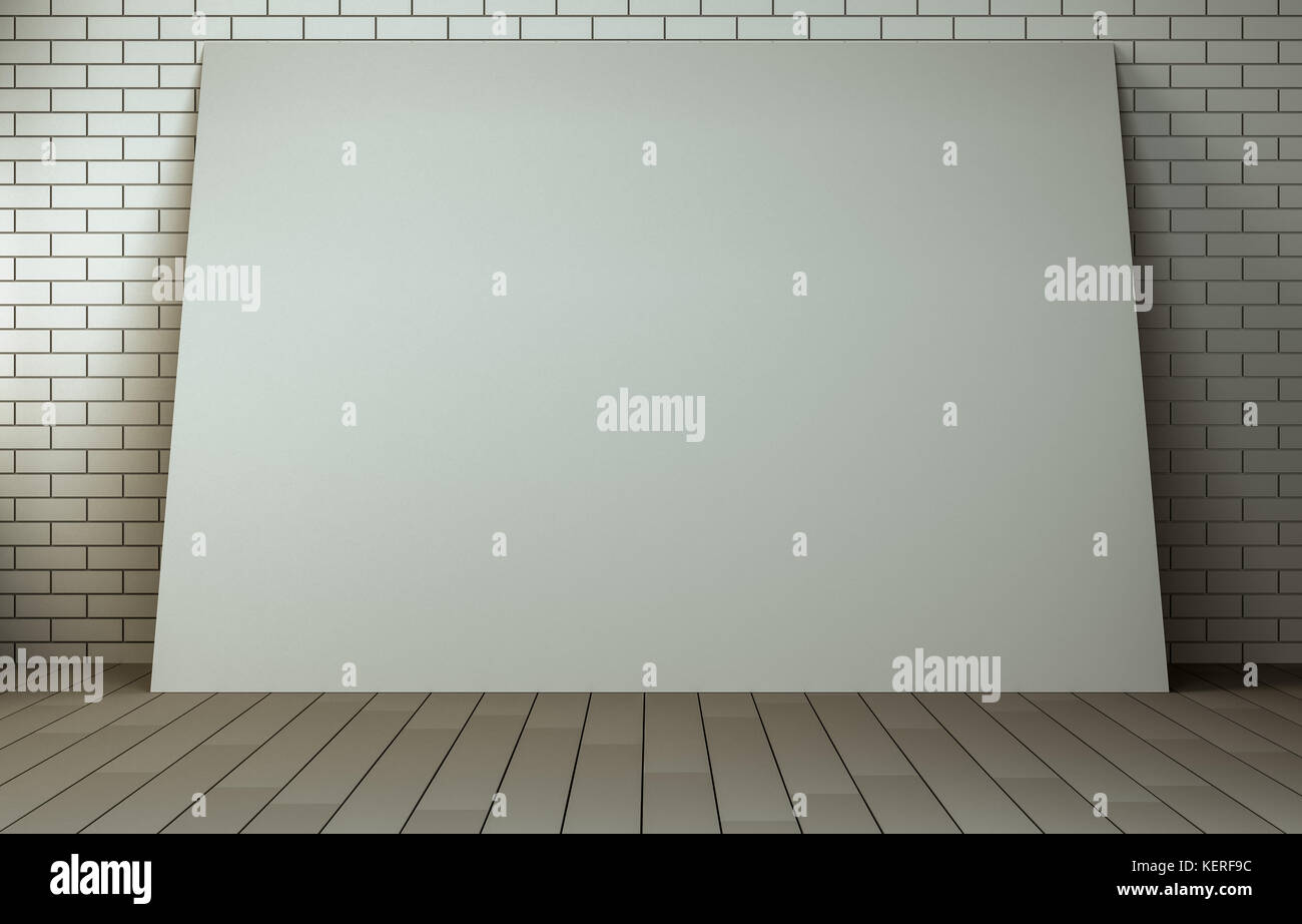 Poster Mockup standing on the white room Stock Photo - Alamy