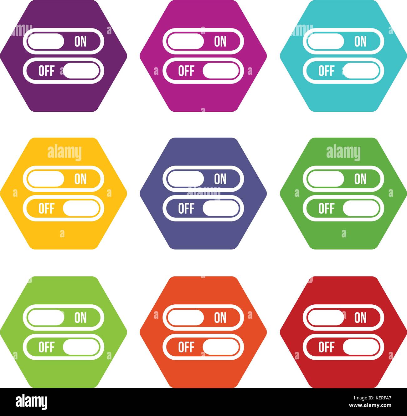 Button on and off icon set color hexahedron Stock Vector Image & Art ...