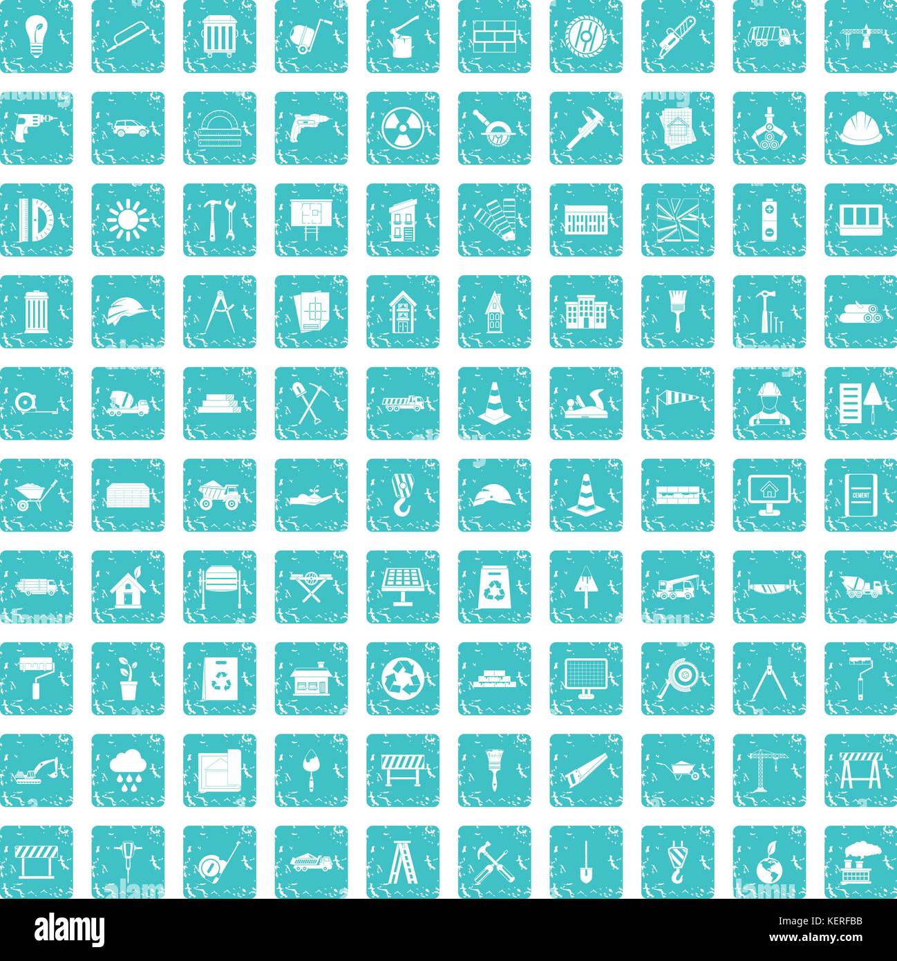 100 construction site icons set grunge blue Stock Vector Image & Art ...