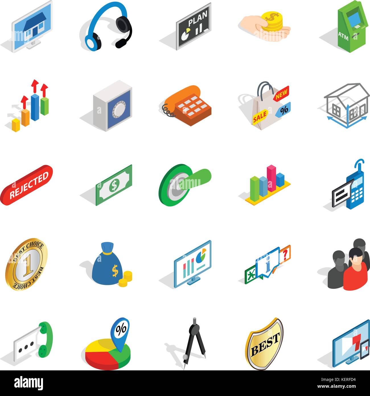 Successful employee icons set, isometric style Stock Vector Image & Art ...