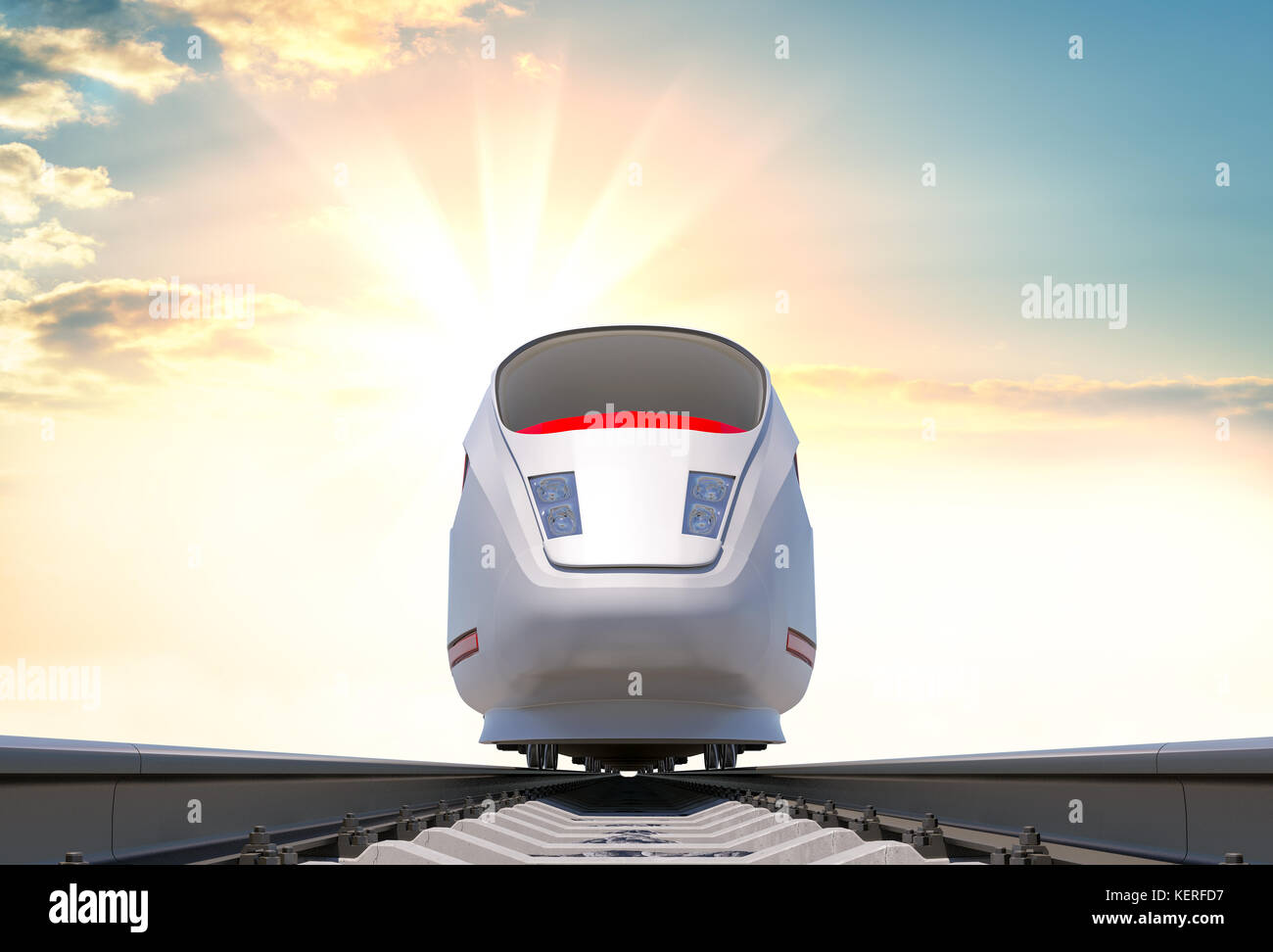 Modern high-speed train on the railway Stock Photo - Alamy