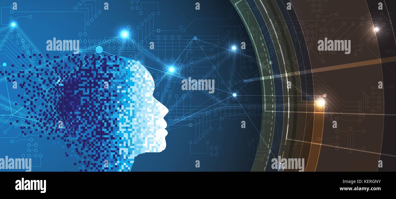 Abstract Artificial intelligence. Technology web background. Virtual ...