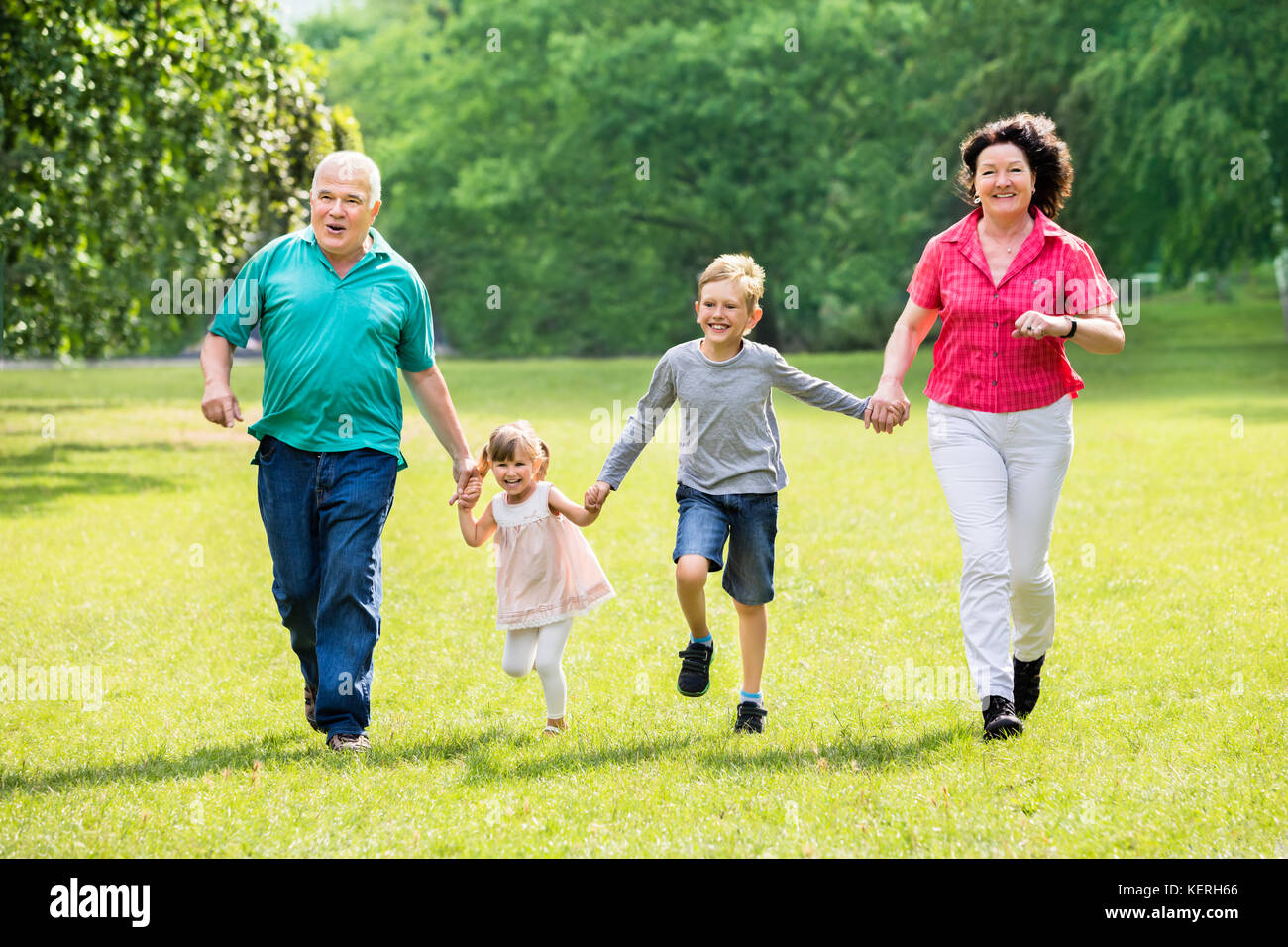 Happy Elderly People With Family