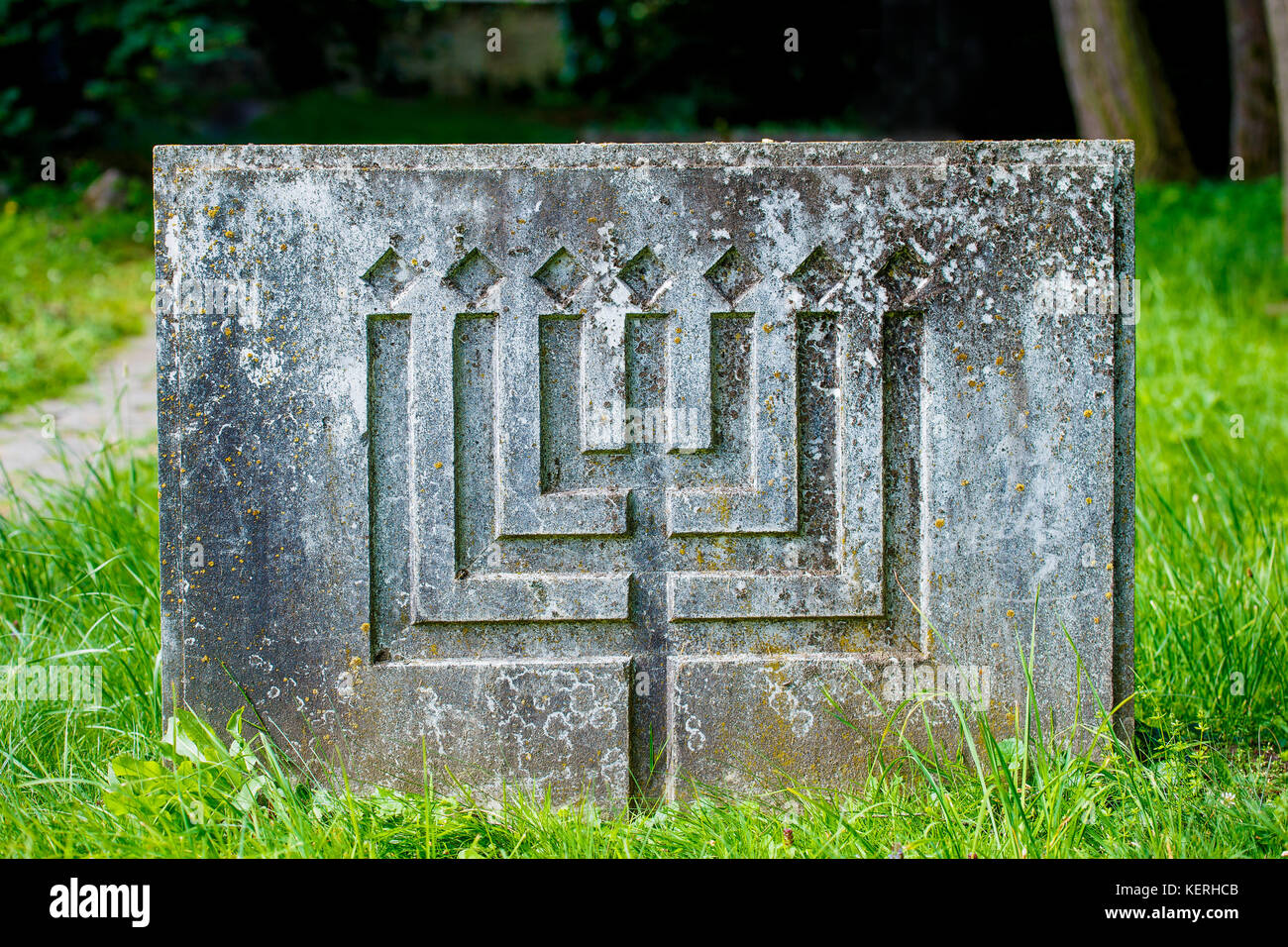 Jewish monument, Jewish candlestick on the rock Stock Photo - Alamy