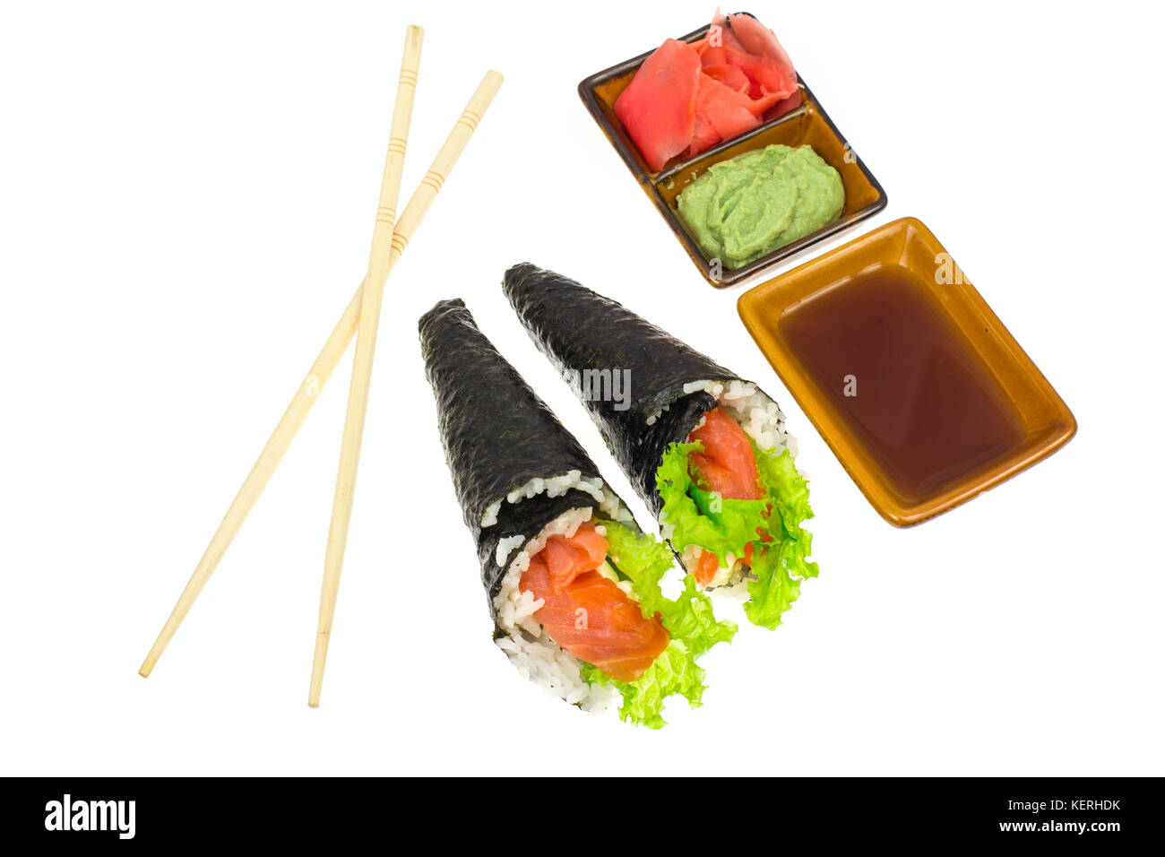 Sushi with salmon of cone Stock Photo - Alamy