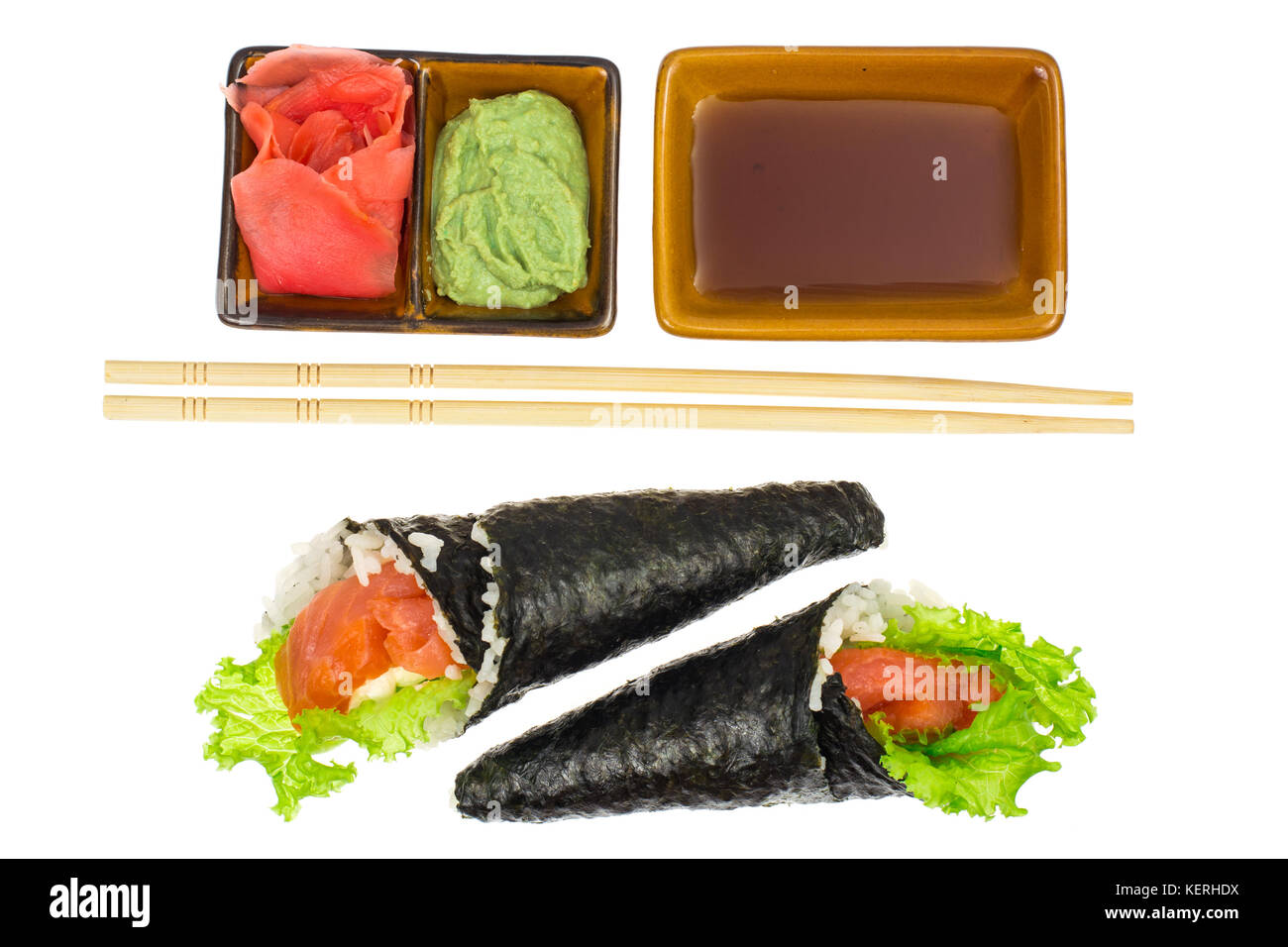 Sushi with salmon of cone Stock Photo - Alamy