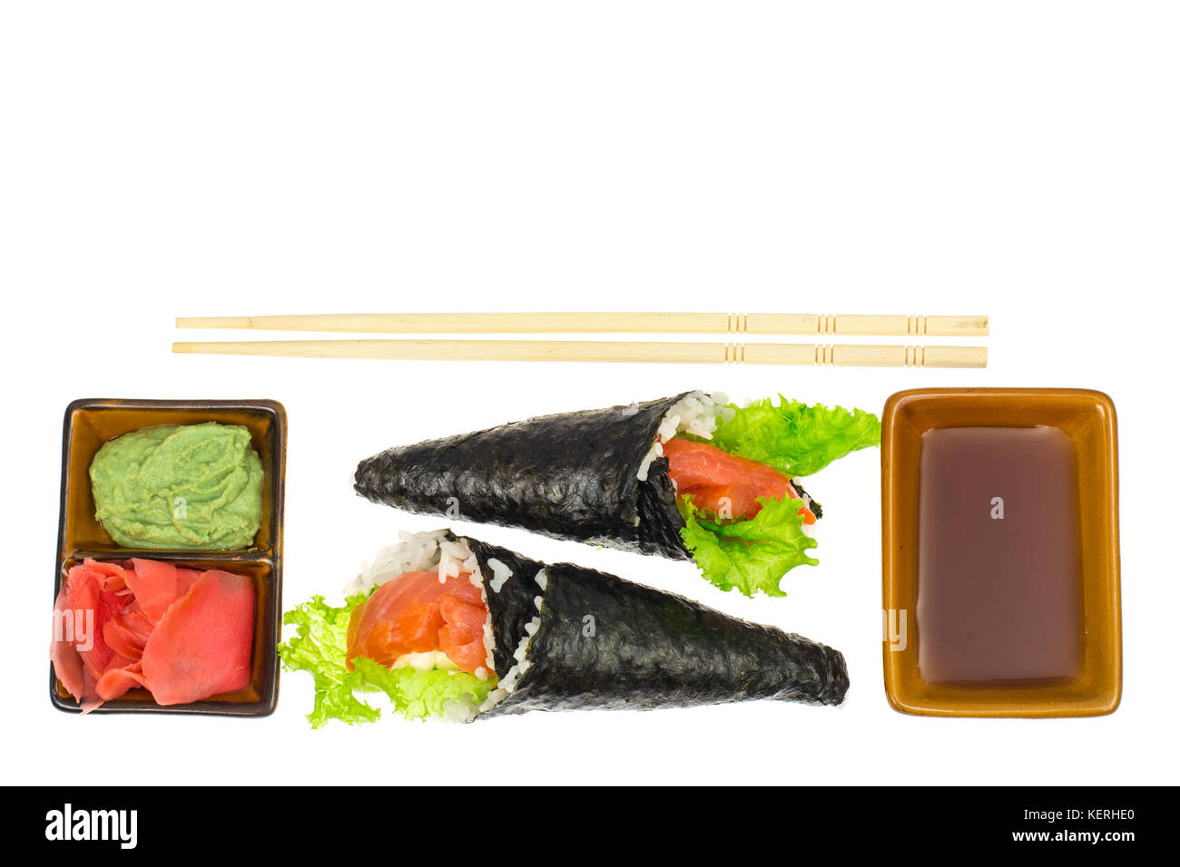 Sushi with salmon of cone Stock Photo - Alamy