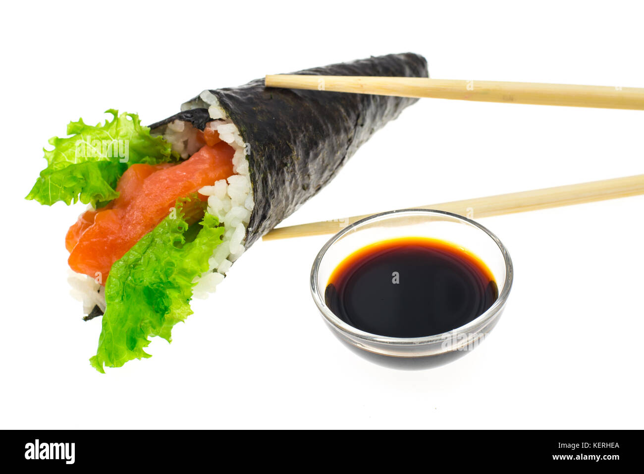 Sushi with salmon of cone Stock Photo - Alamy
