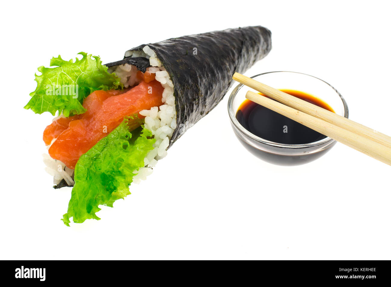 Sushi with salmon of cone Stock Photo - Alamy