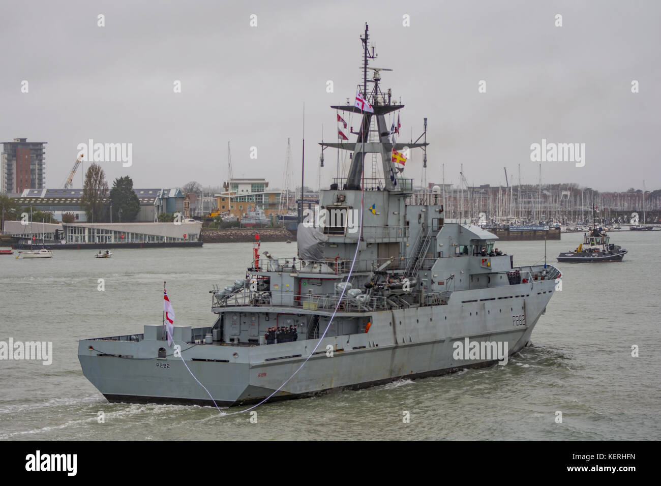 The now re-commissioned British Royal Navy OPV HMS Severn, arriving at ...