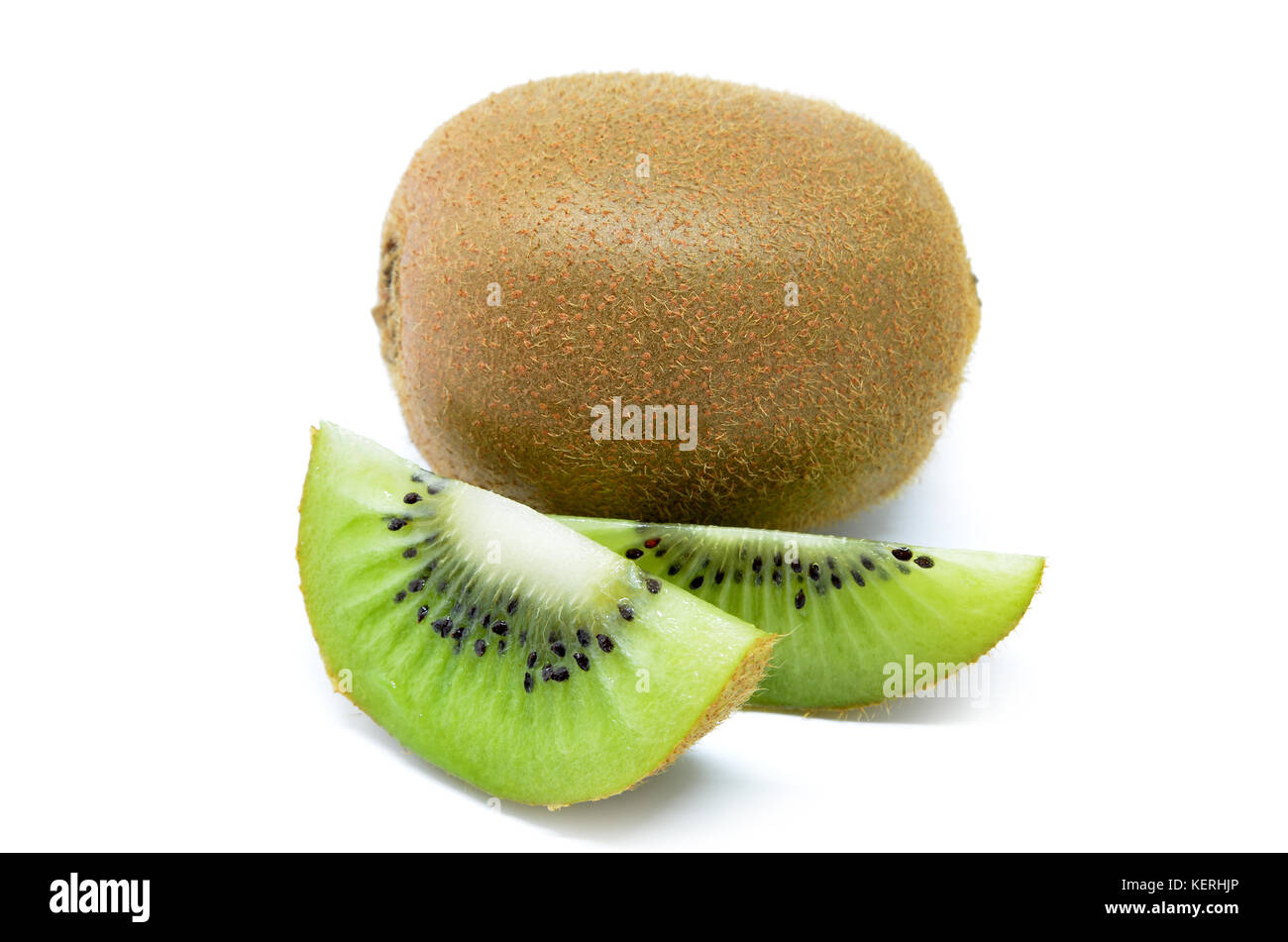Kiwi fruit, slice of qiwi isolated on white background. Cut of green ...