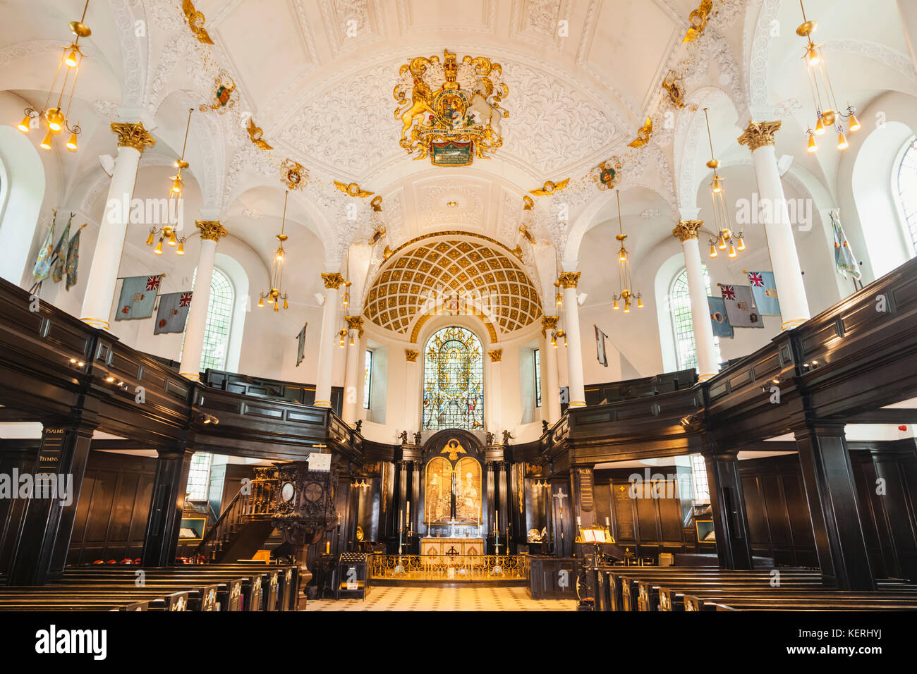 England, London, The Strand, St Clement Danes Church, Interior View ...