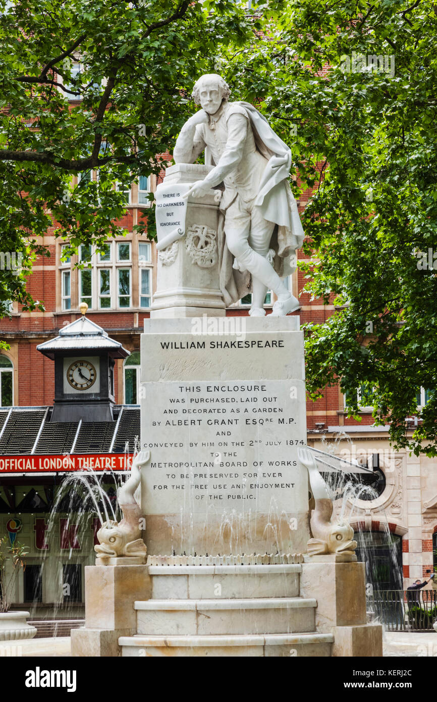England, London, Leicester Square, Shakespeare Statue Stock Photo - Alamy