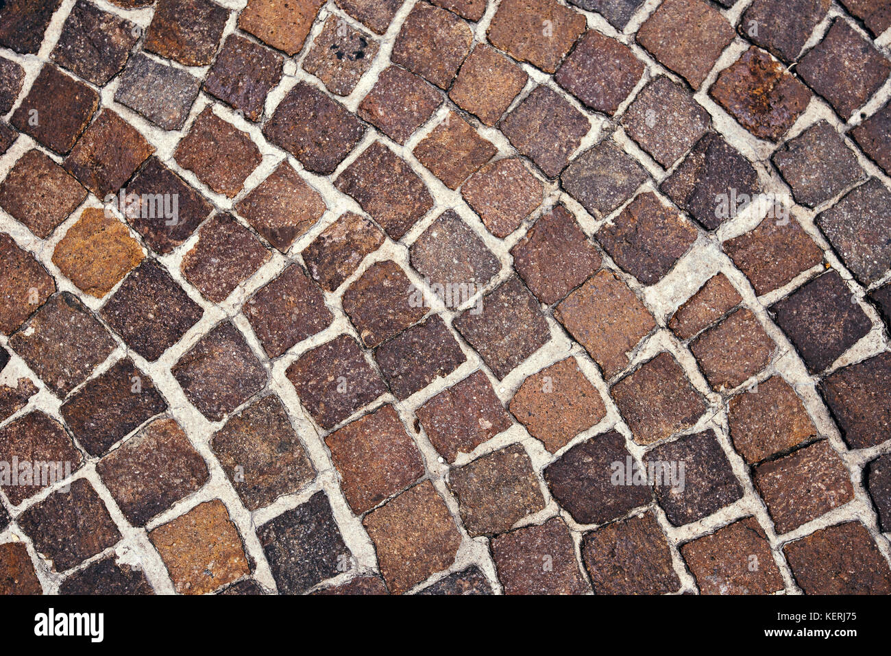 Top view sample of cobblestone road texture. Cobbled stone pattern as ...