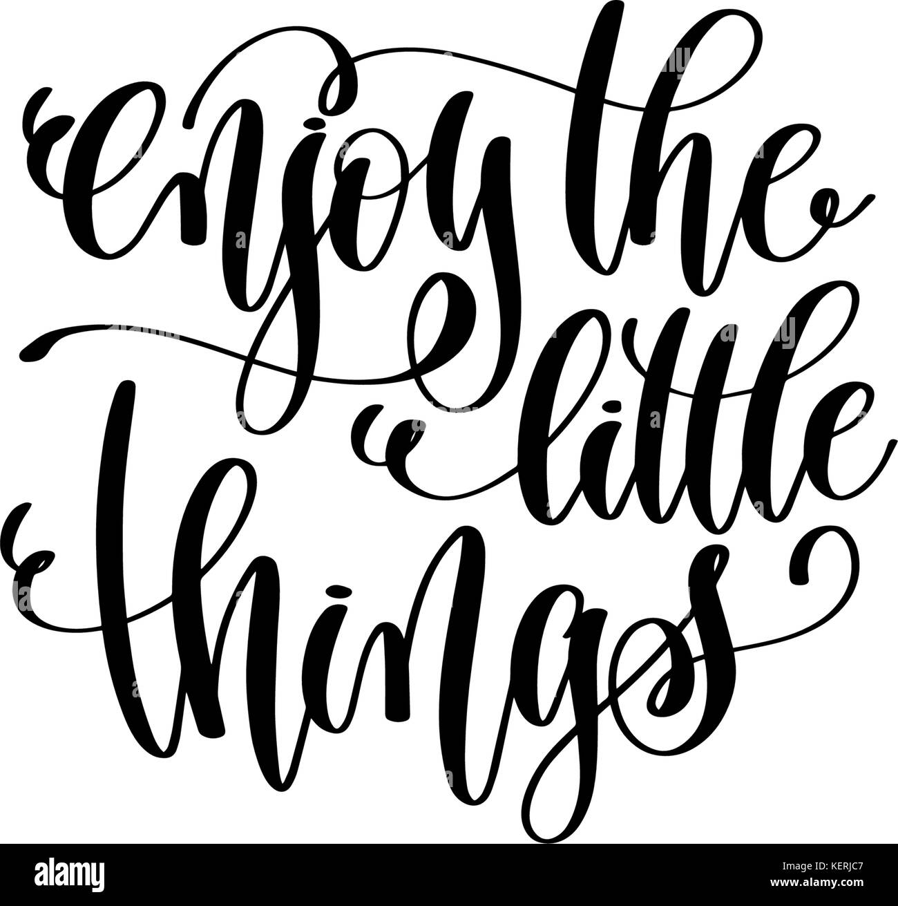 enjoy the little things hand written lettering positive quote Stock ...