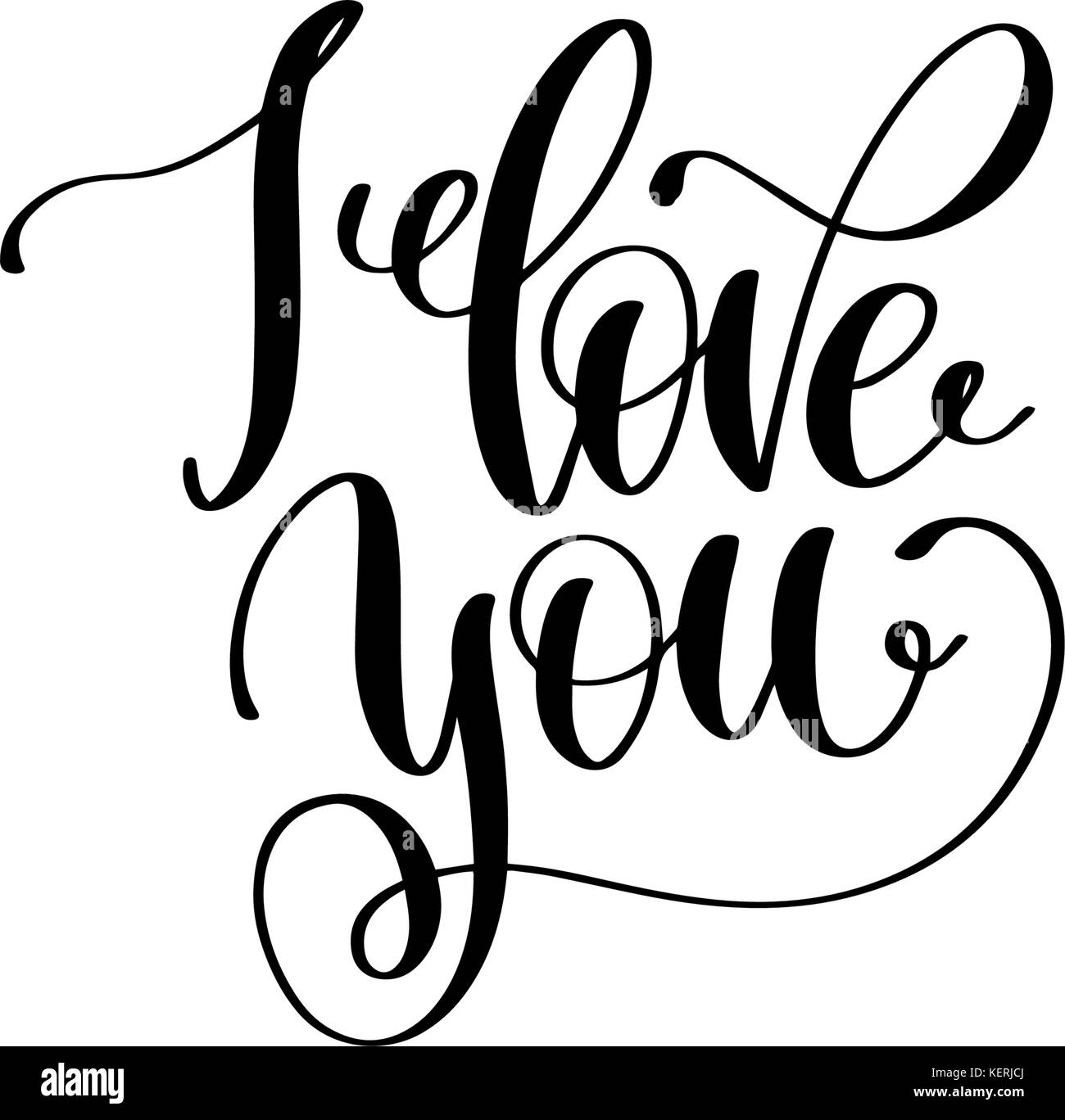I love you hand written lettering positive quote Stock Vector Image ...