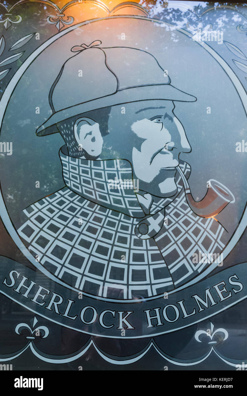 England, London, St James's, Sherlock Holmes Pub, Stained Glass Window ...