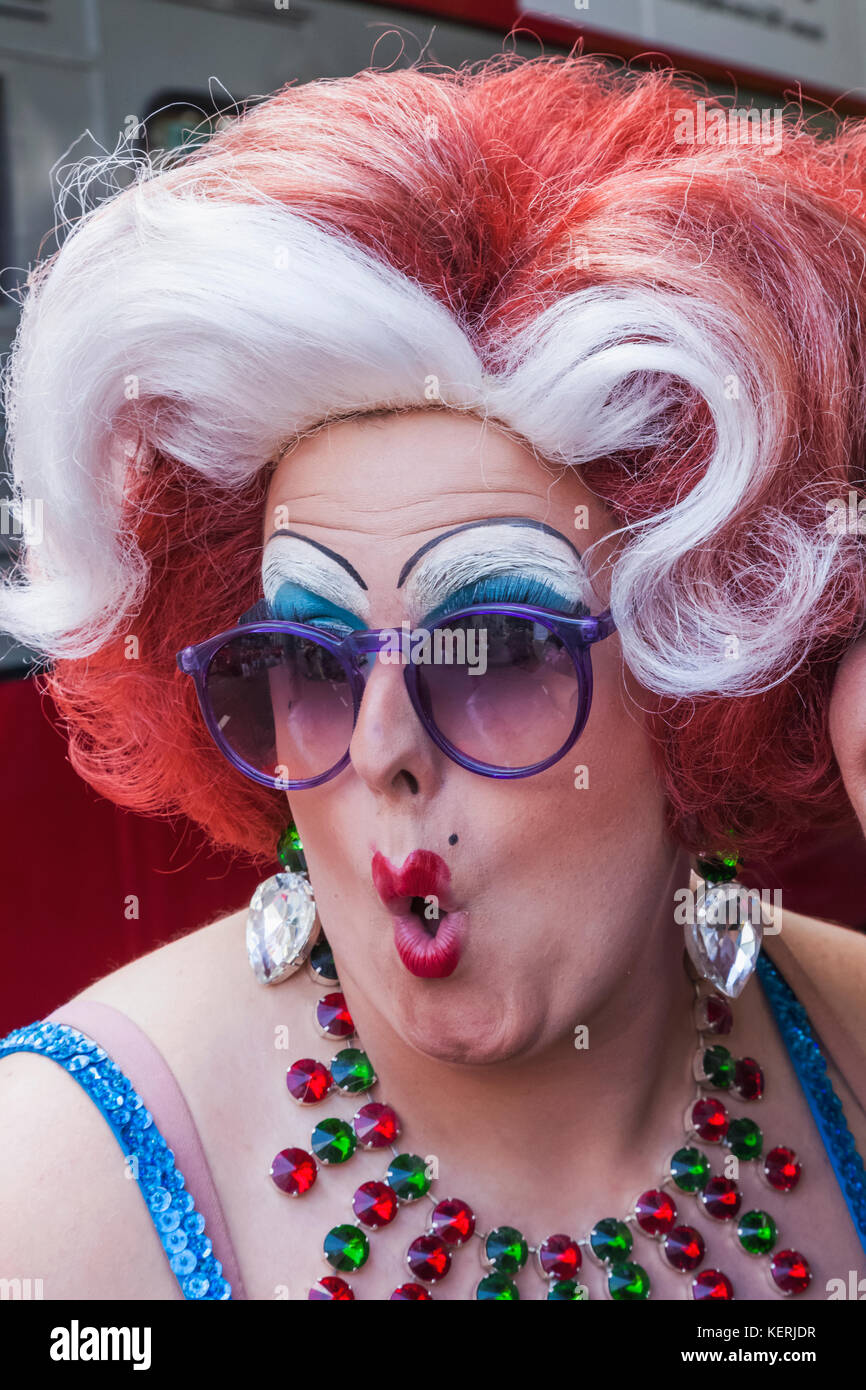 England, London, London Pride Festival Parade, Drag Queen Stock Photo ...