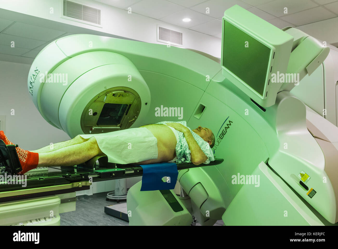 England, London, Male Cancer Patient Receiving Radiotherapy Treatment ...