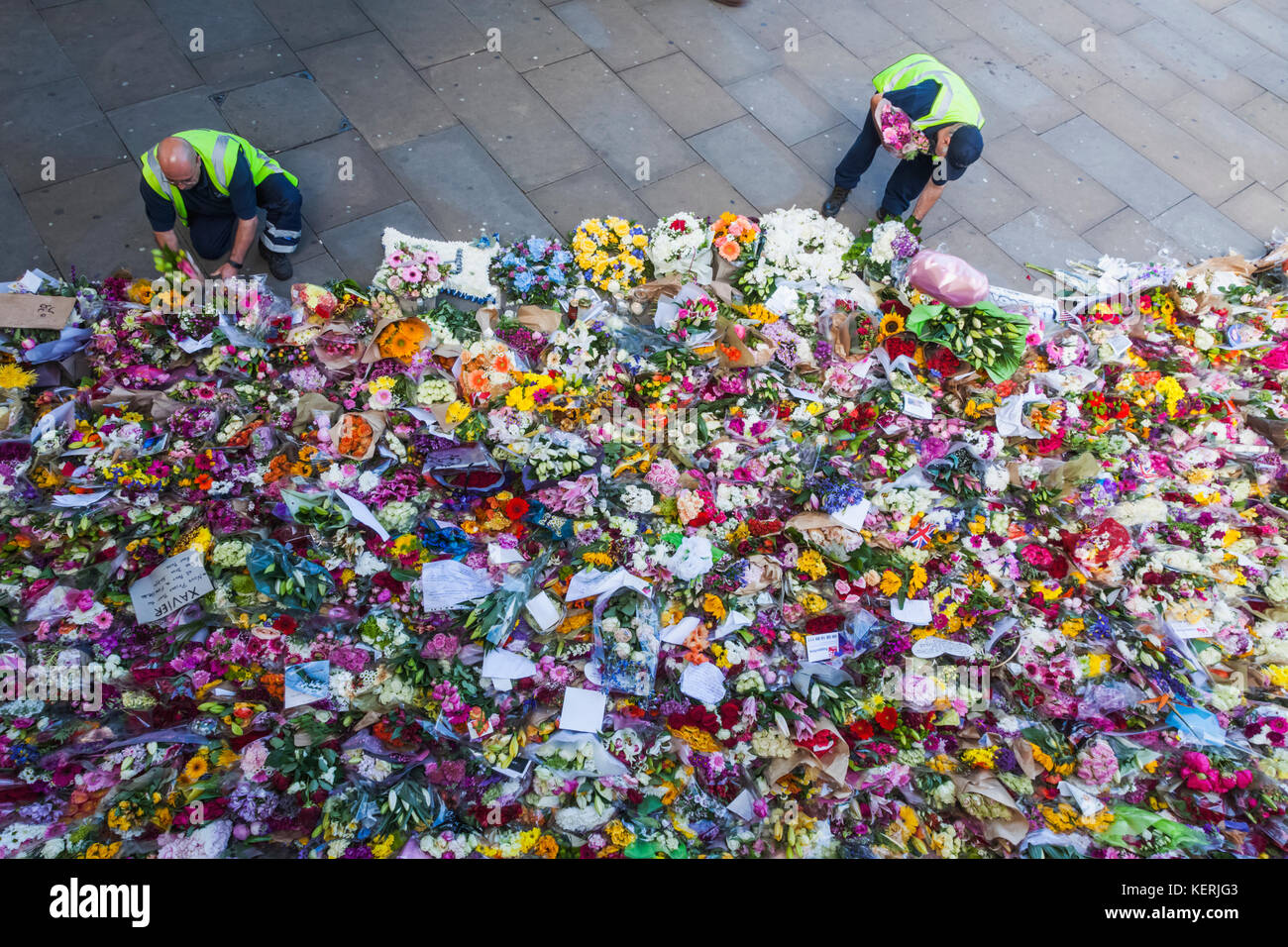 England, London, Southwark, London Bridge, Memorial Flowers for The ...