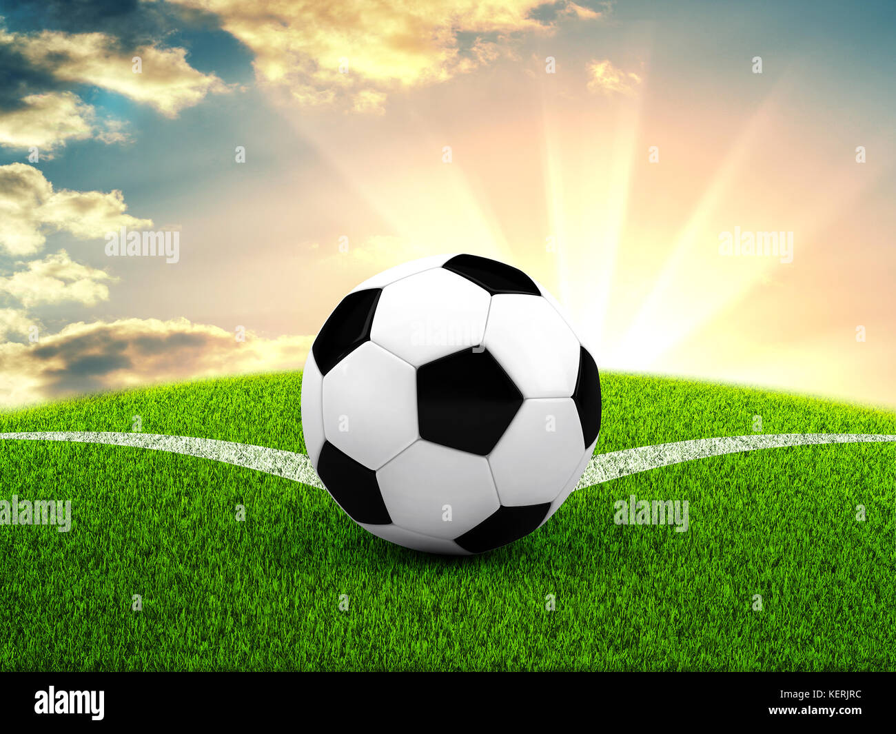 Soccer ball on the field Stock Photo - Alamy