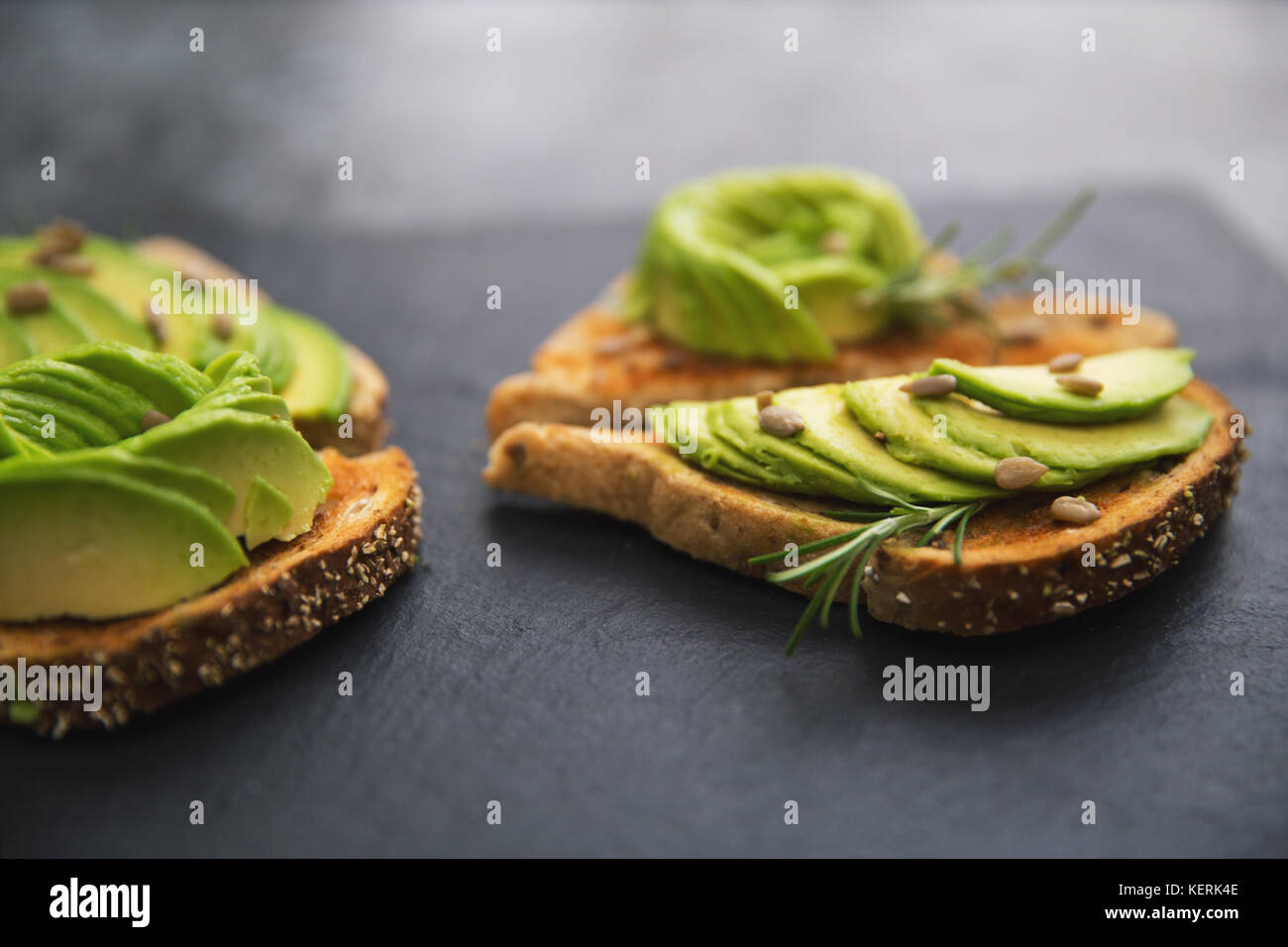 Healthy avocado breakfast snack on toast bread Stock Photo - Alamy