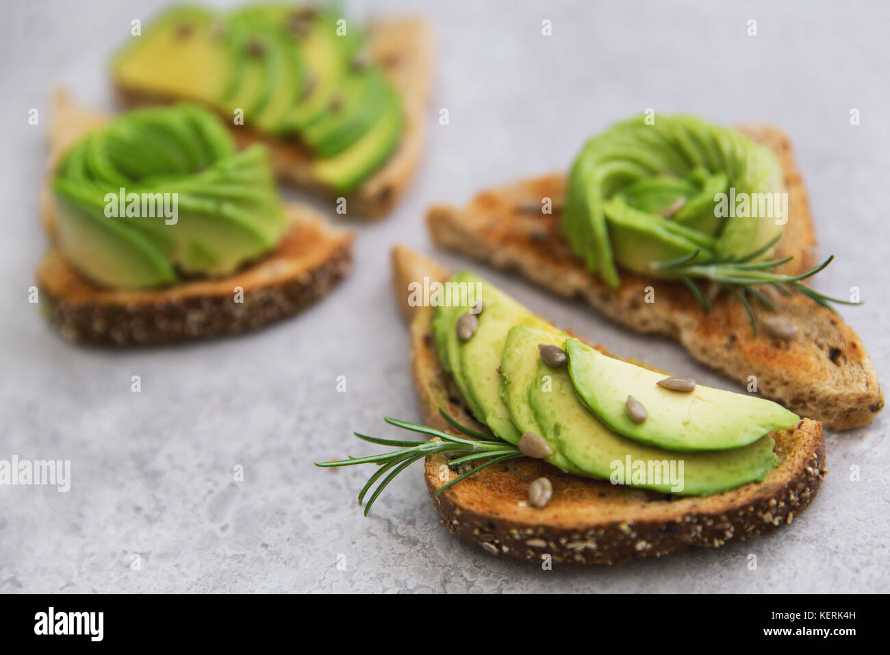 Healthy avocado breakfast snack on toasted bread Stock Photo - Alamy