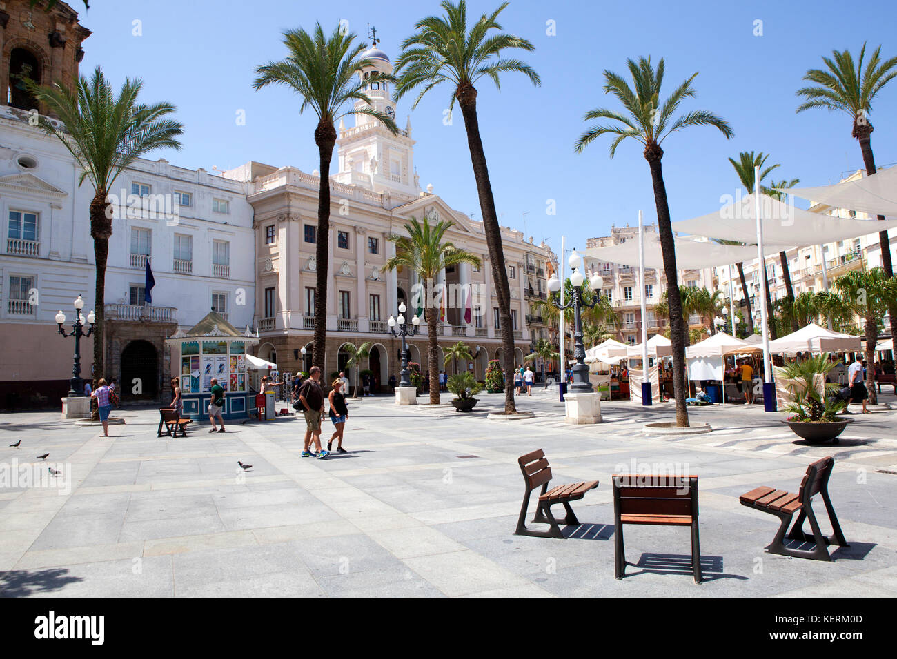 Town hall of Cadiz's Old City an ancient port city in southwest Spain ...
