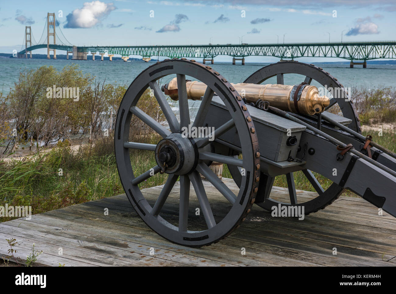 Fort Michilimackinac, Mackinac Bridge, Michigan; Michilimackinac State ...